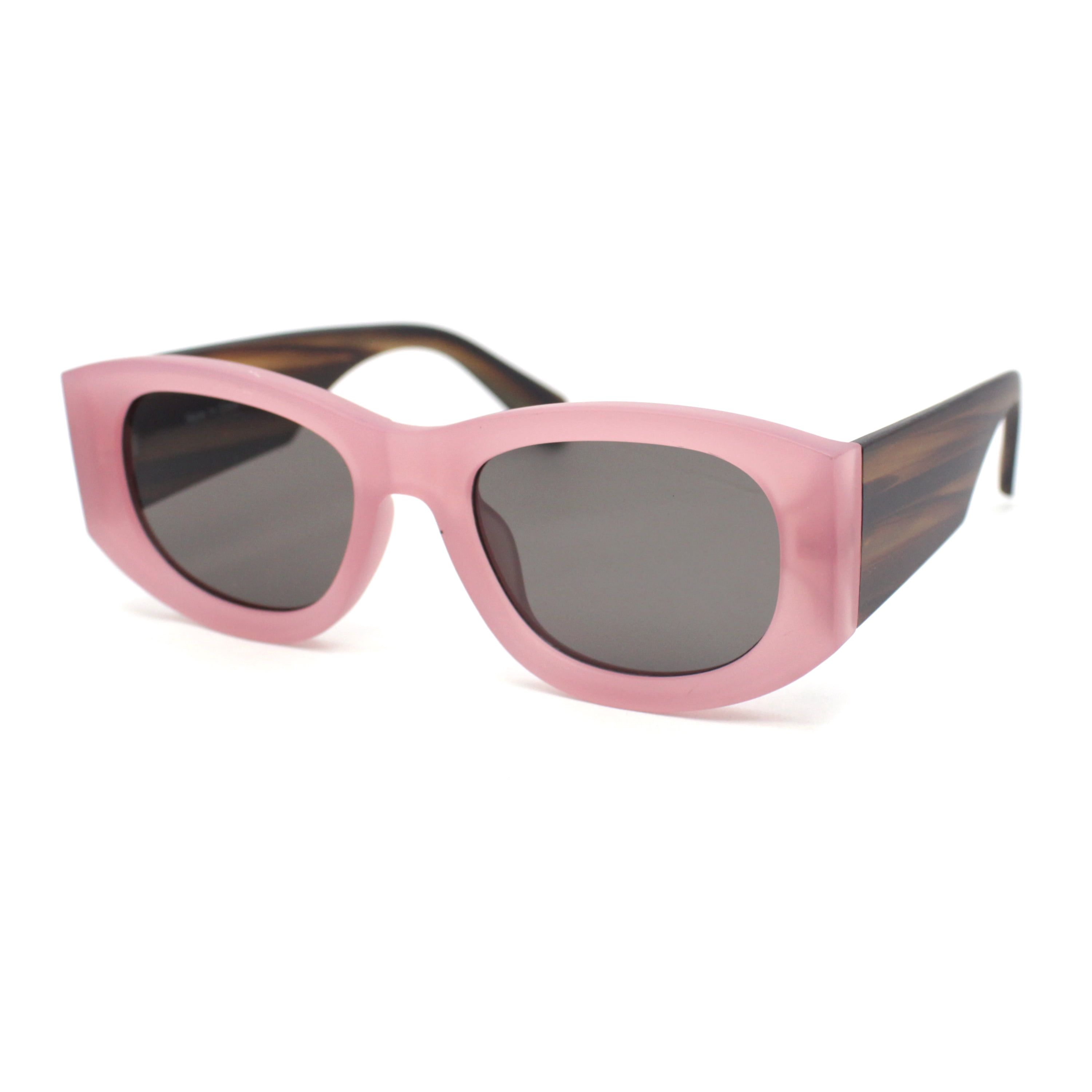 Super Sleek Mod Thick Arm Rectangular Plastic Fashion Sunglasses Pink ...