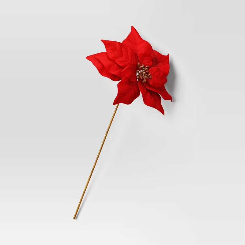 Super Slick Slick Stuff 17" Red Poinsettia Flower Christmas Artificial ...