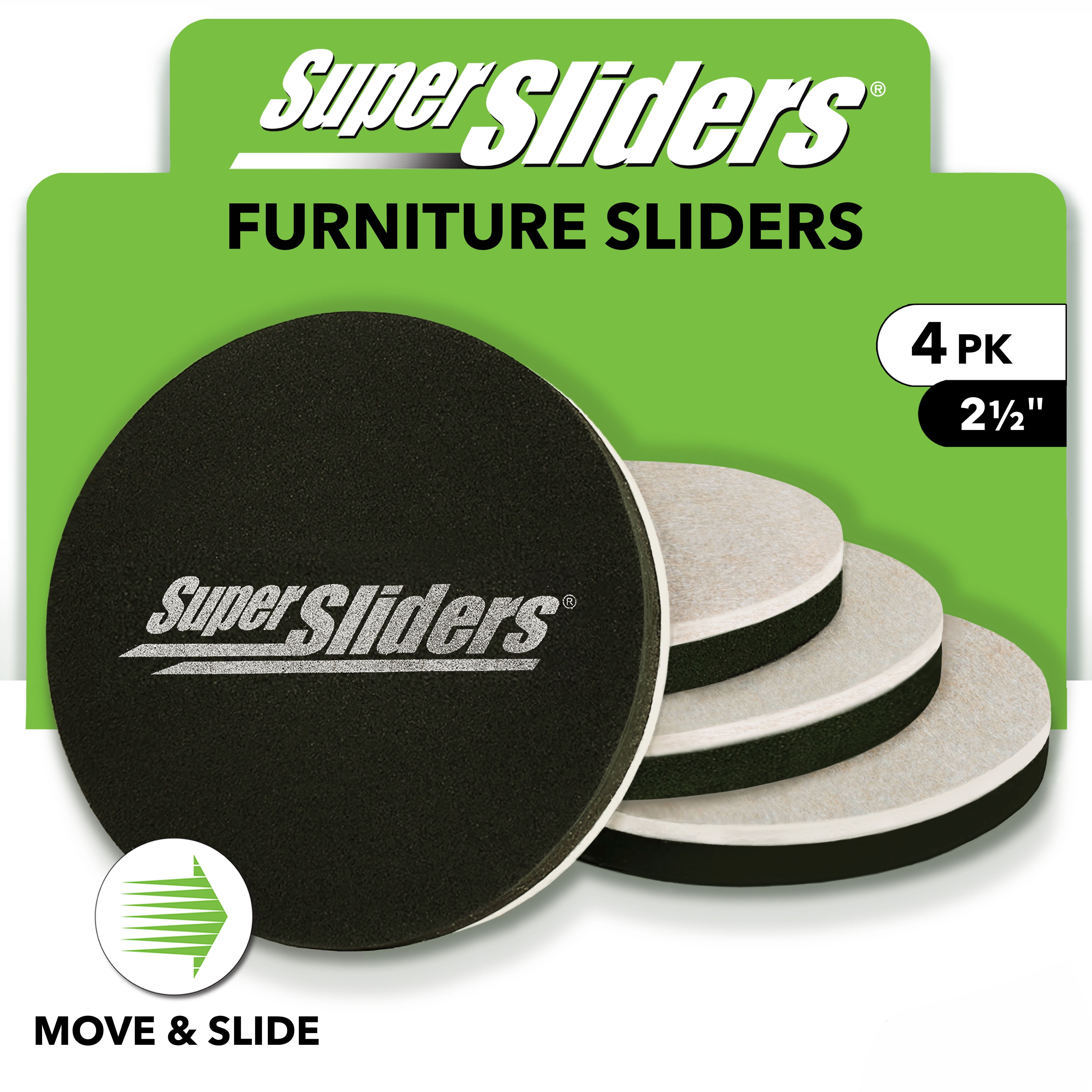 Super Sliders 2-1/2" Round Felt Furniture Sliders 4 Pack - Protect ...