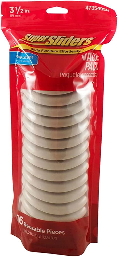 Super Sliders 3 1/2" Reusable Furniture Sliders, Carpet, Beige (16 Pk ...