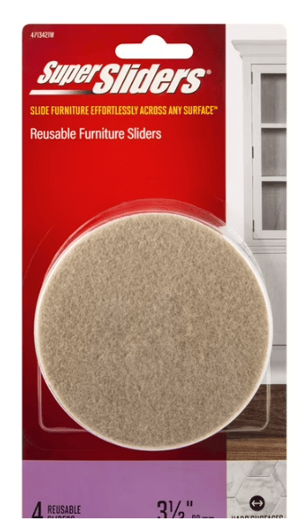 Super Sliders 3-1/2" Round Felt Furniture Sliders Beige, 4 Pack ...