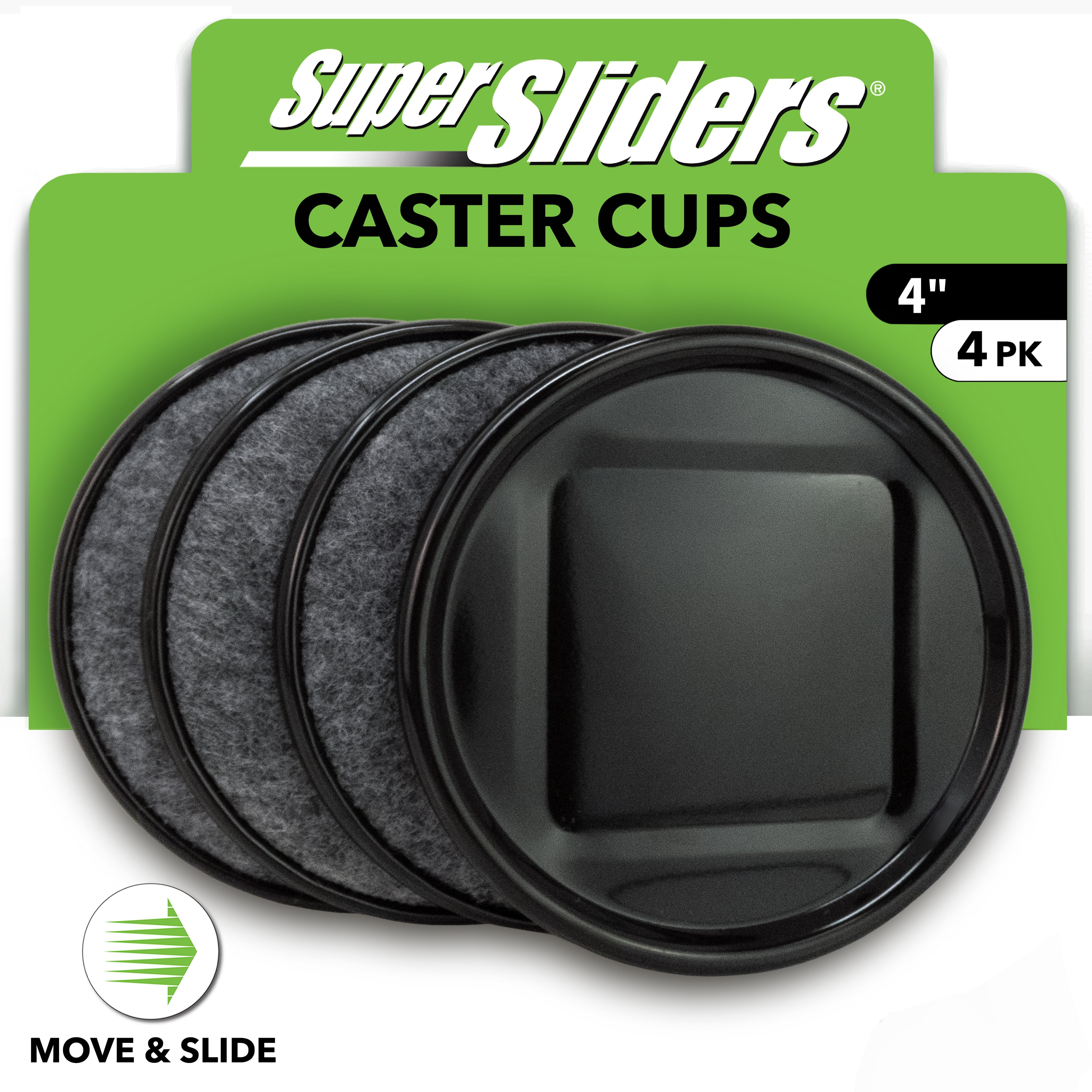 Super Sliders 4 Inch Round Furniture Caster Cups, Plastic Brown, 4 Pack ...