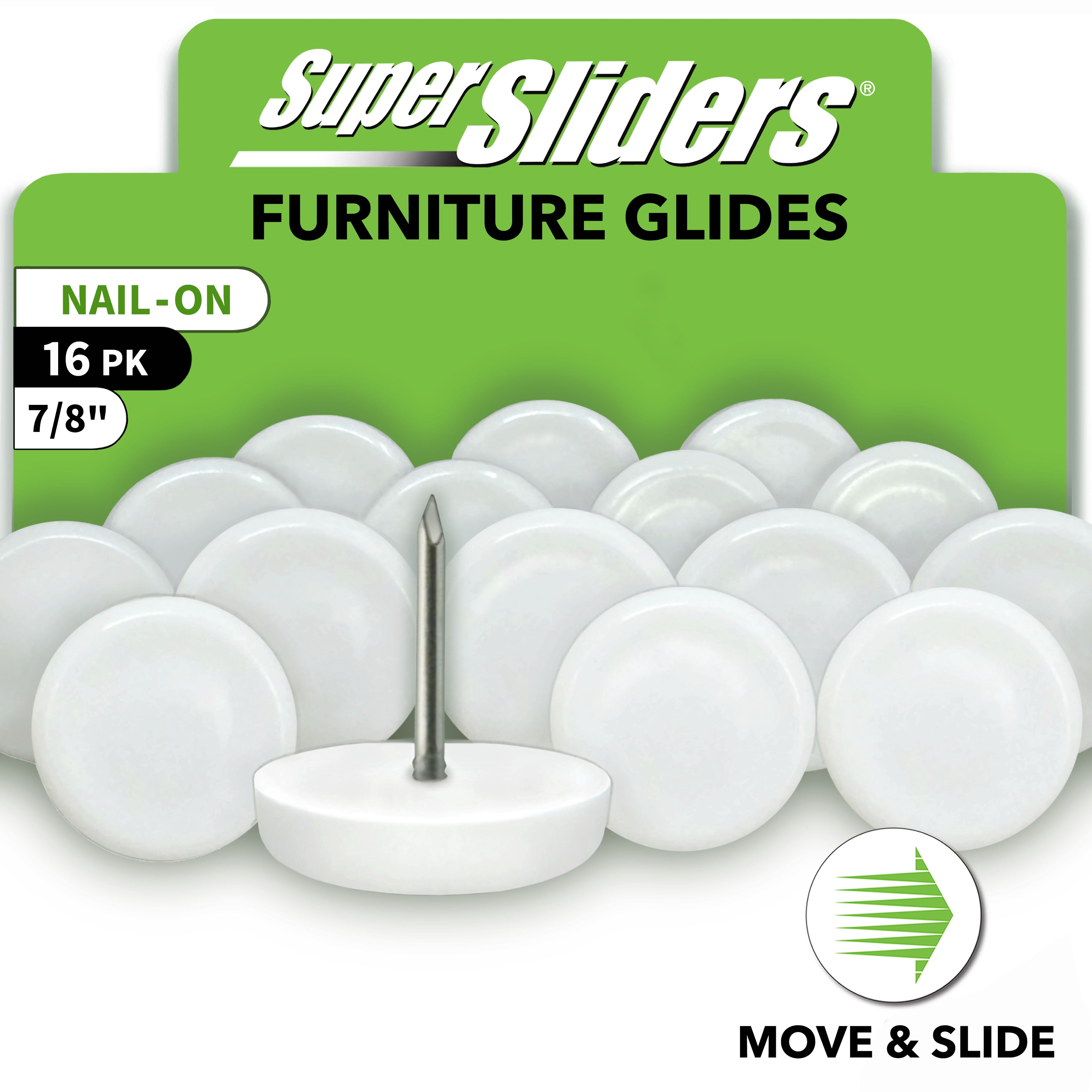 Super Sliders 7/8 Inch Nail-On Plastic Furniture Glides for Carpet, Non ...