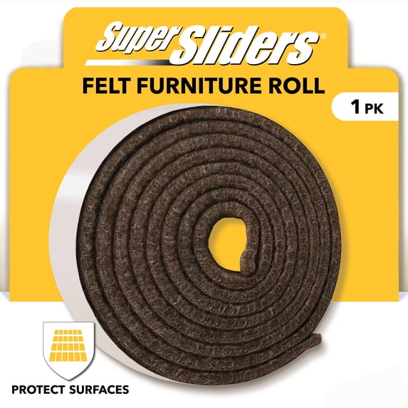 Super Sliders Felt Furniture Roll – 1/2 in. x 60 in. Brown Self-Stick ...