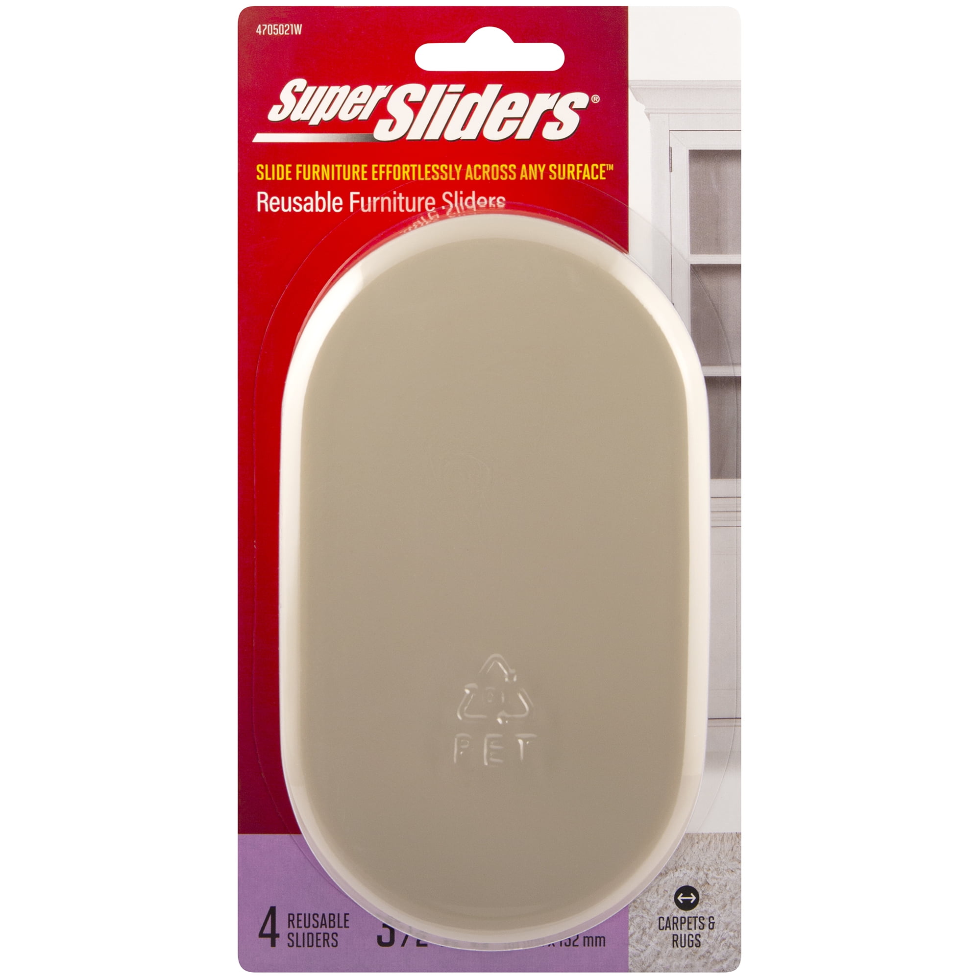 Super Sliders. Size 3-1/2" x 6" Oval Plastic Furniture Sliders Beige, 4 ...