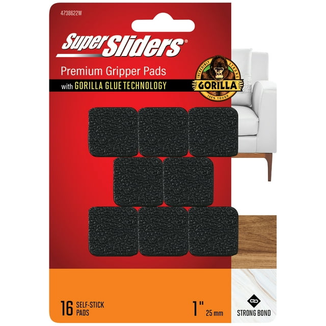 Super Sliders With Gorilla Glue Technology. 1 inch Square Black Rubber ...