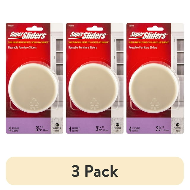 (3 pack) Super Sliders size: 3-1/2 inch Round Plastic Furniture Sliders ...