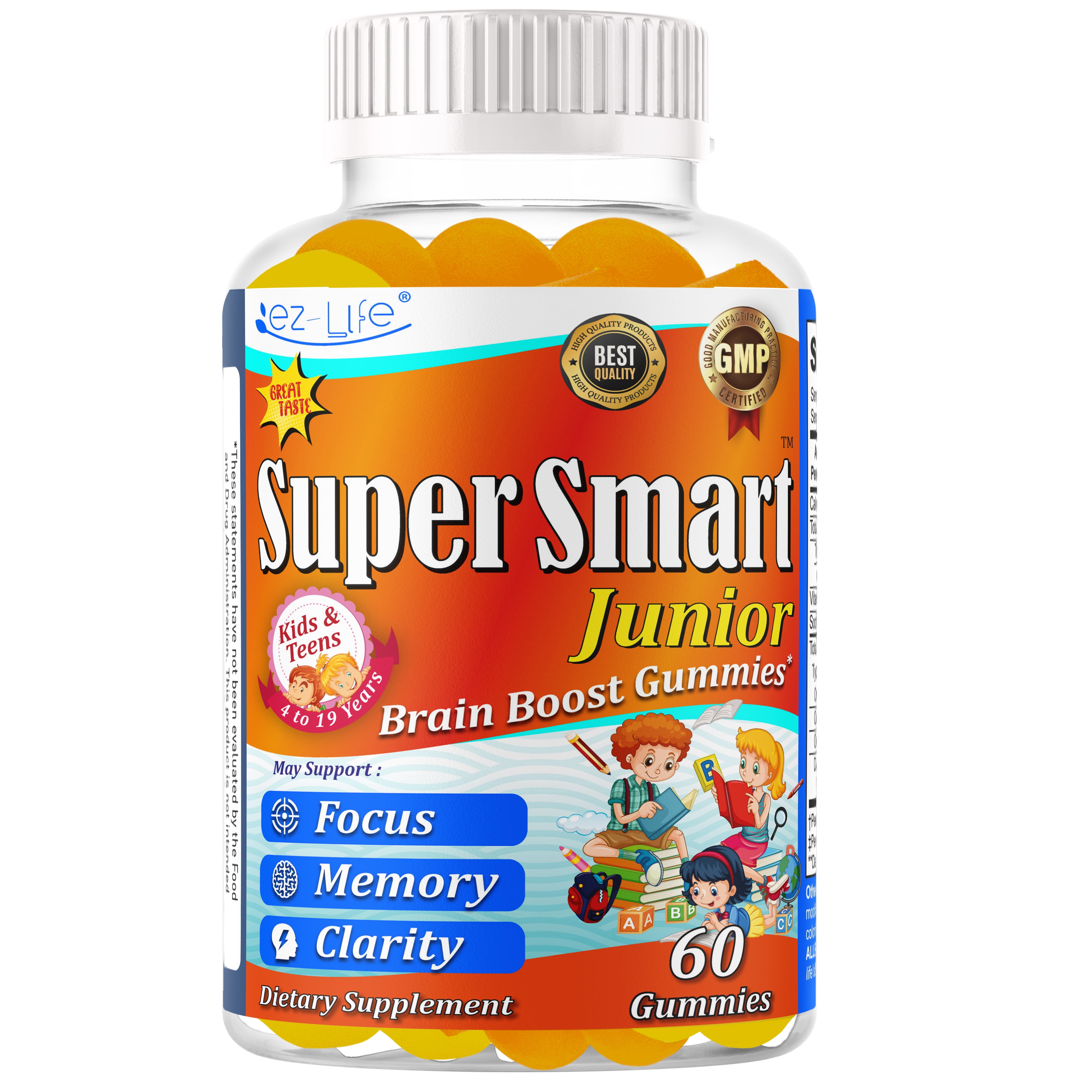Super Smart Junior Kids Focus & Brain Boost Gummies – Omega 3 DHA ...