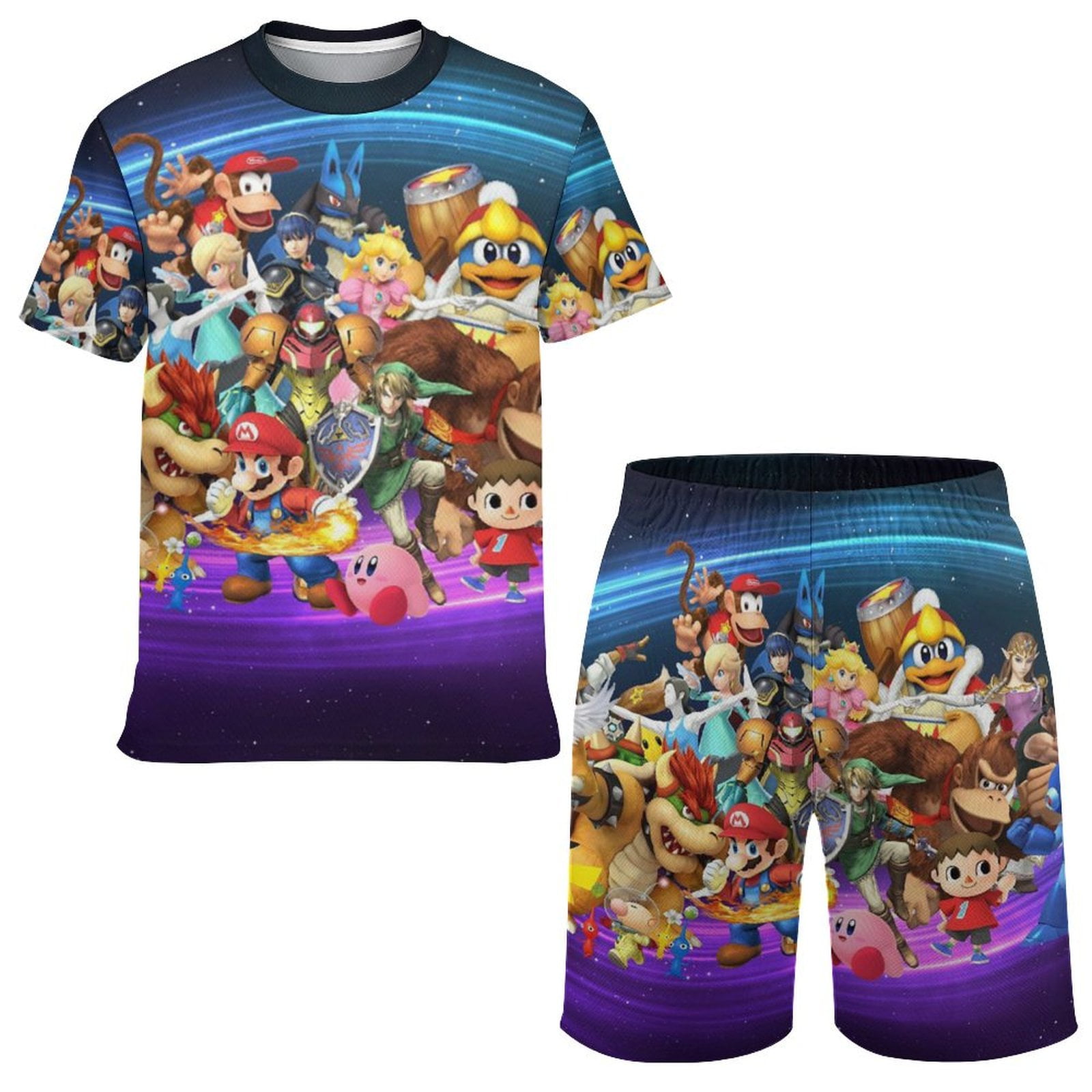 Super Smash Bros Boys Short Sleeve Mesh T-Shirt And Shorts Outfit Set ...