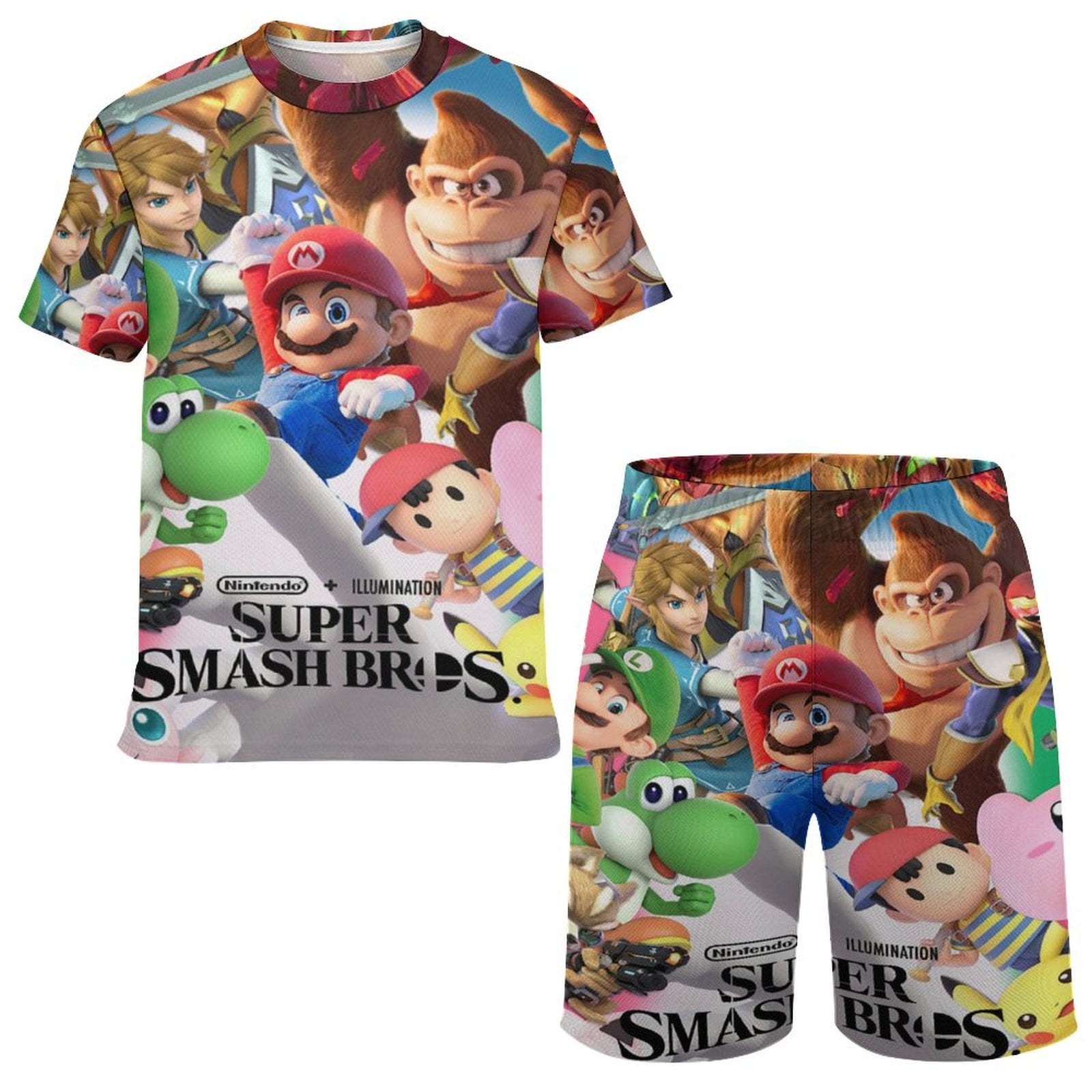 Super Smash Bros Boys Short Sleeve Mesh T-Shirt And Shorts Outfit Set ...