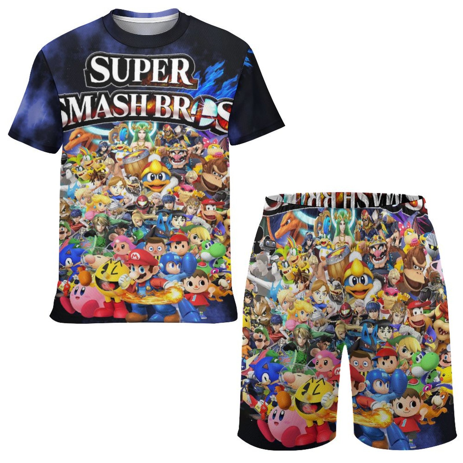 Super Smash Bros Boys Short Sleeve Mesh T-Shirt And Shorts Outfit Set ...