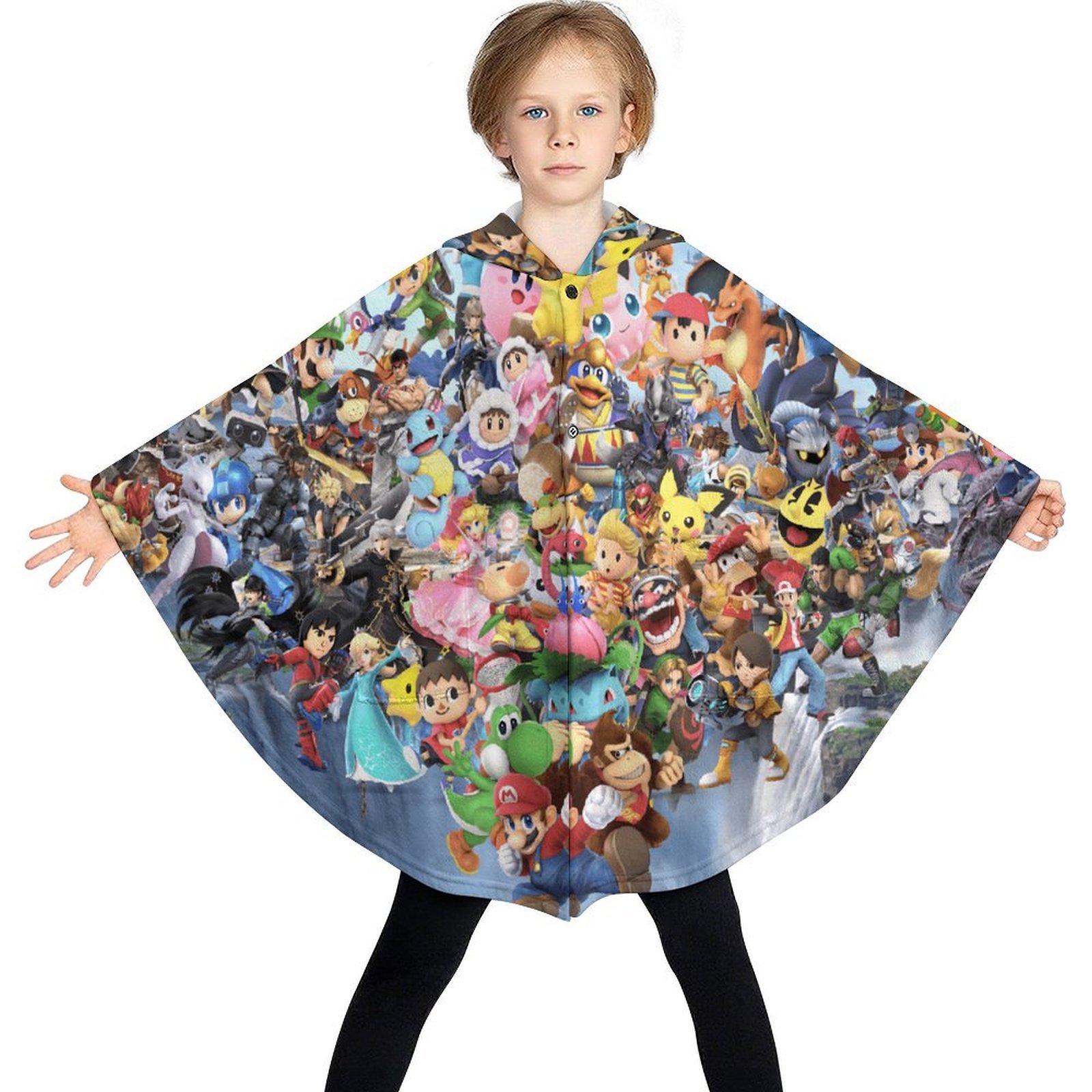 Super Smash Bros Kids Wearable Blanket Flannel Poncho Warm Cozy Shawl ...