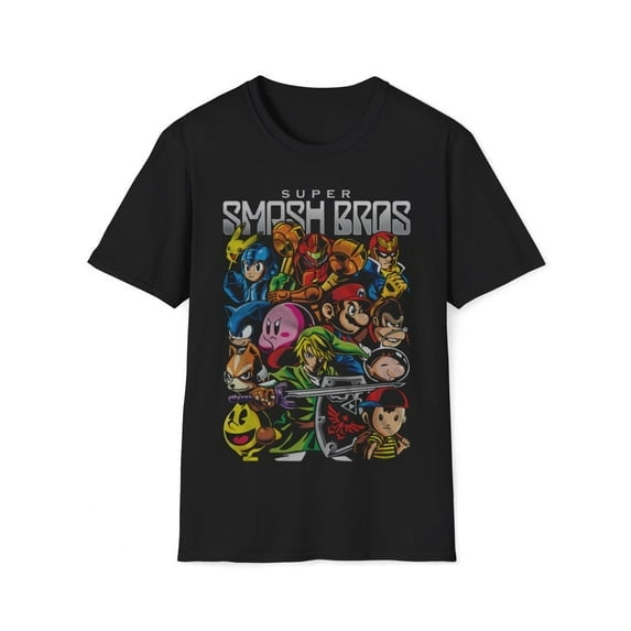 Super Smash Bros T-Shirt, Iconic Video Game Characters Graphic Tee ...
