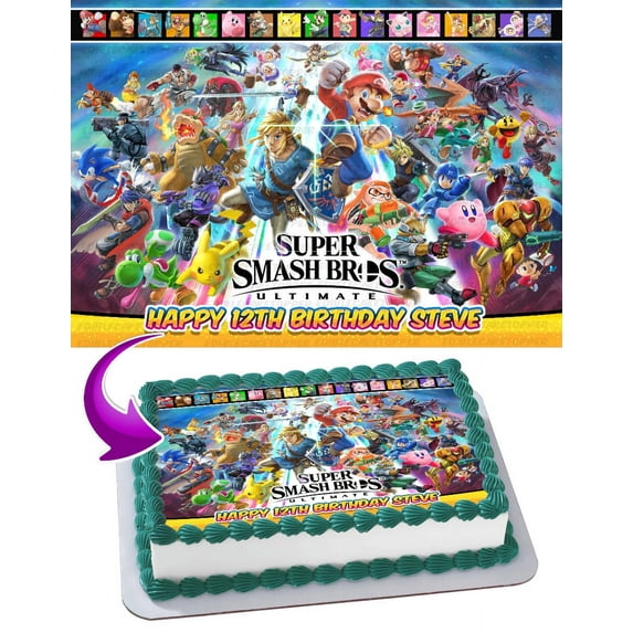 Super Smash Bros. Ultimate 2018 Edible Cake Image Topper Personalized ...