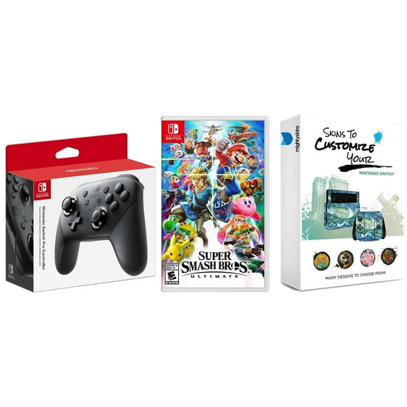 Super Smash Bros Ultimate, Pro Controller and MightySkins Code Bundle ...