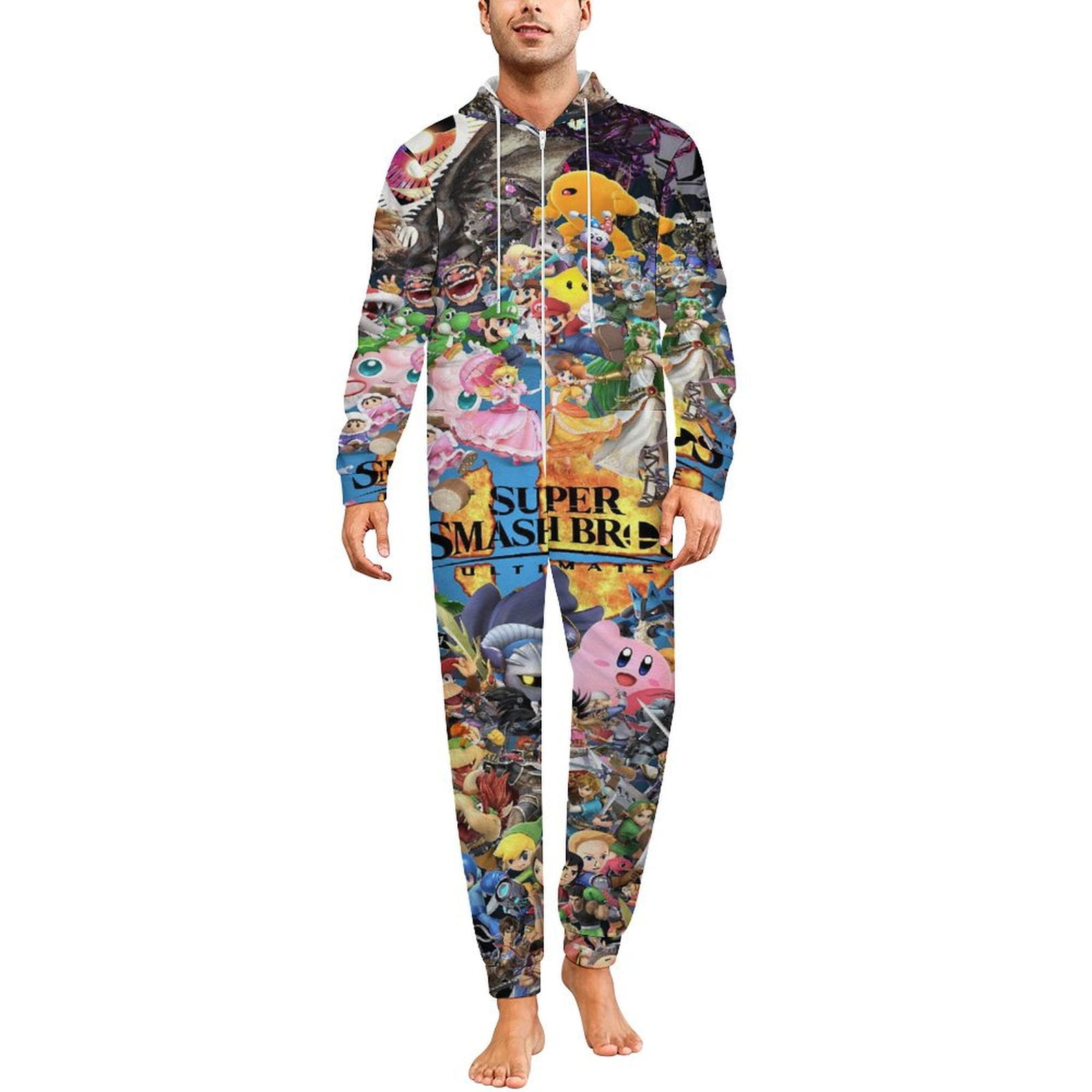 Super Smash Bros Unisex Onesie Pajamas Zipper Jumpsuit Hooded One Piece ...