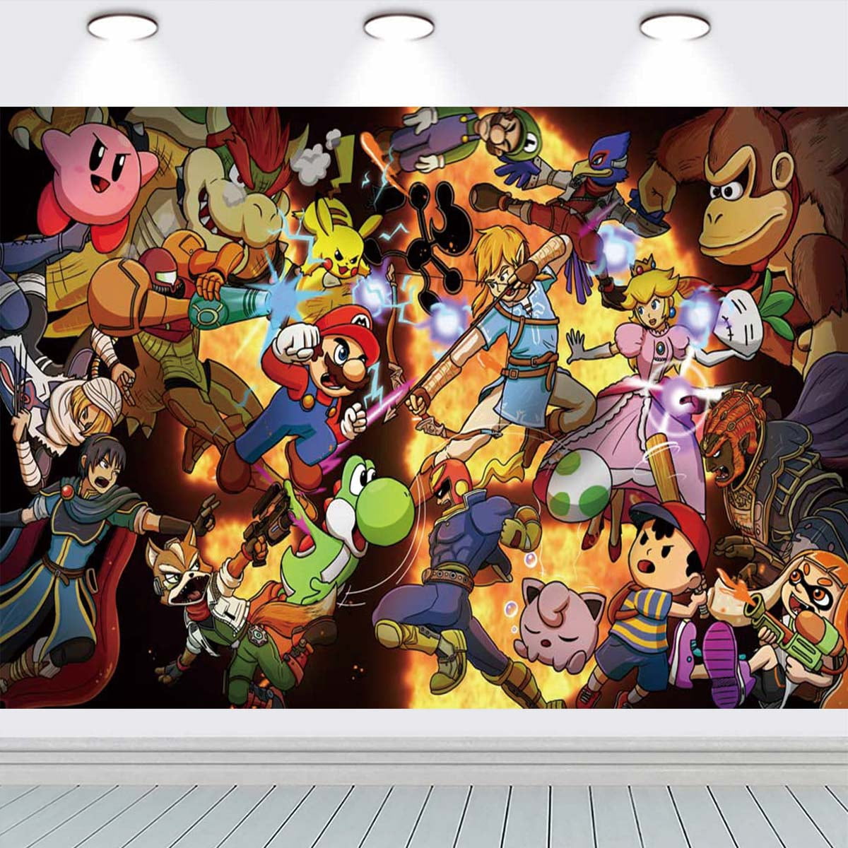 Super Smash Bros school Poster Wall Decor Birthday Banner Backdrop ...