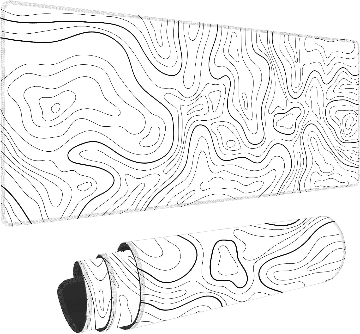 【Super Smooth Fabric】Minimalist Desk Mat Topographic Pattern Gaming ...