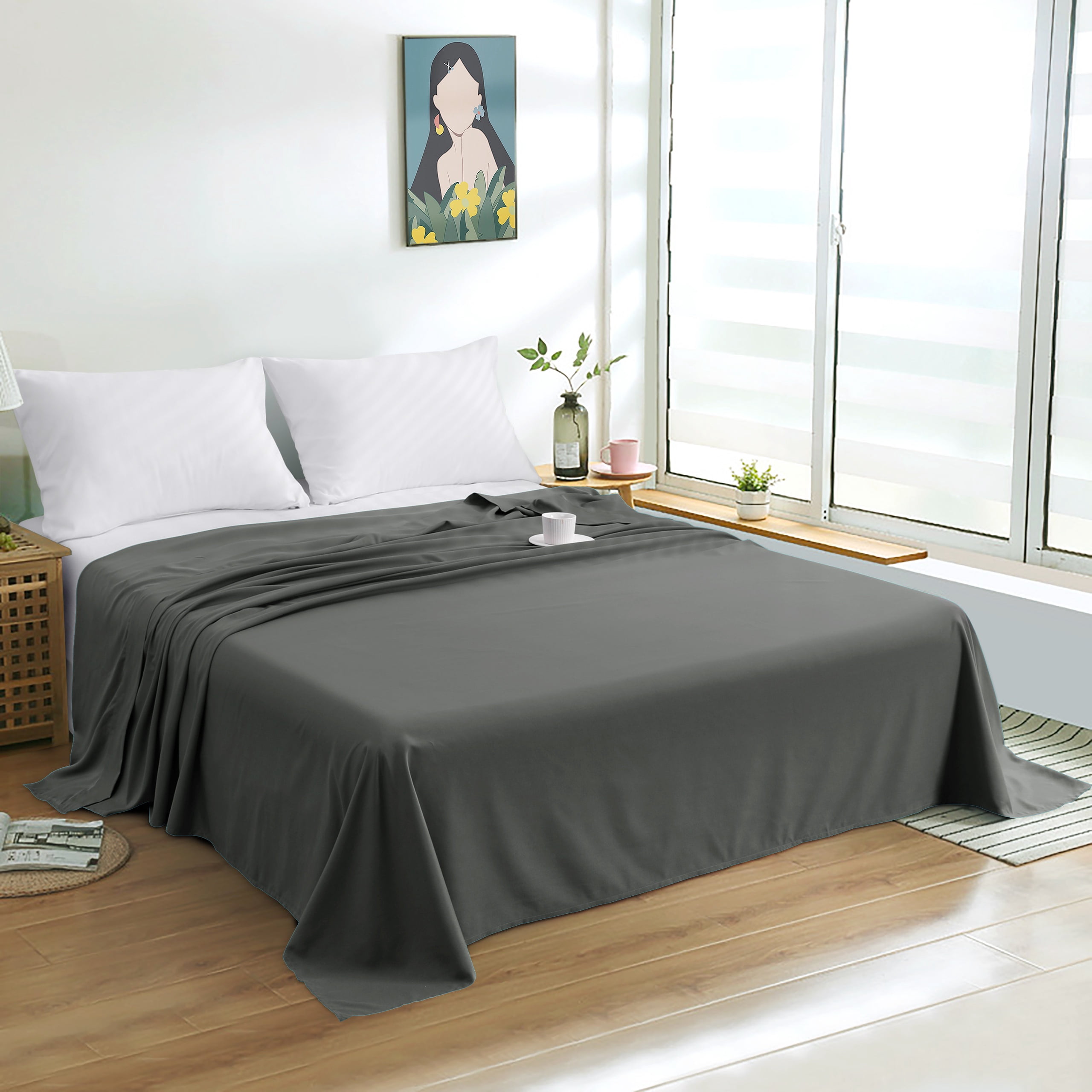 Super Soft 1800 Count Microfiber Flat Sheet, Durable and Anti-fading ...