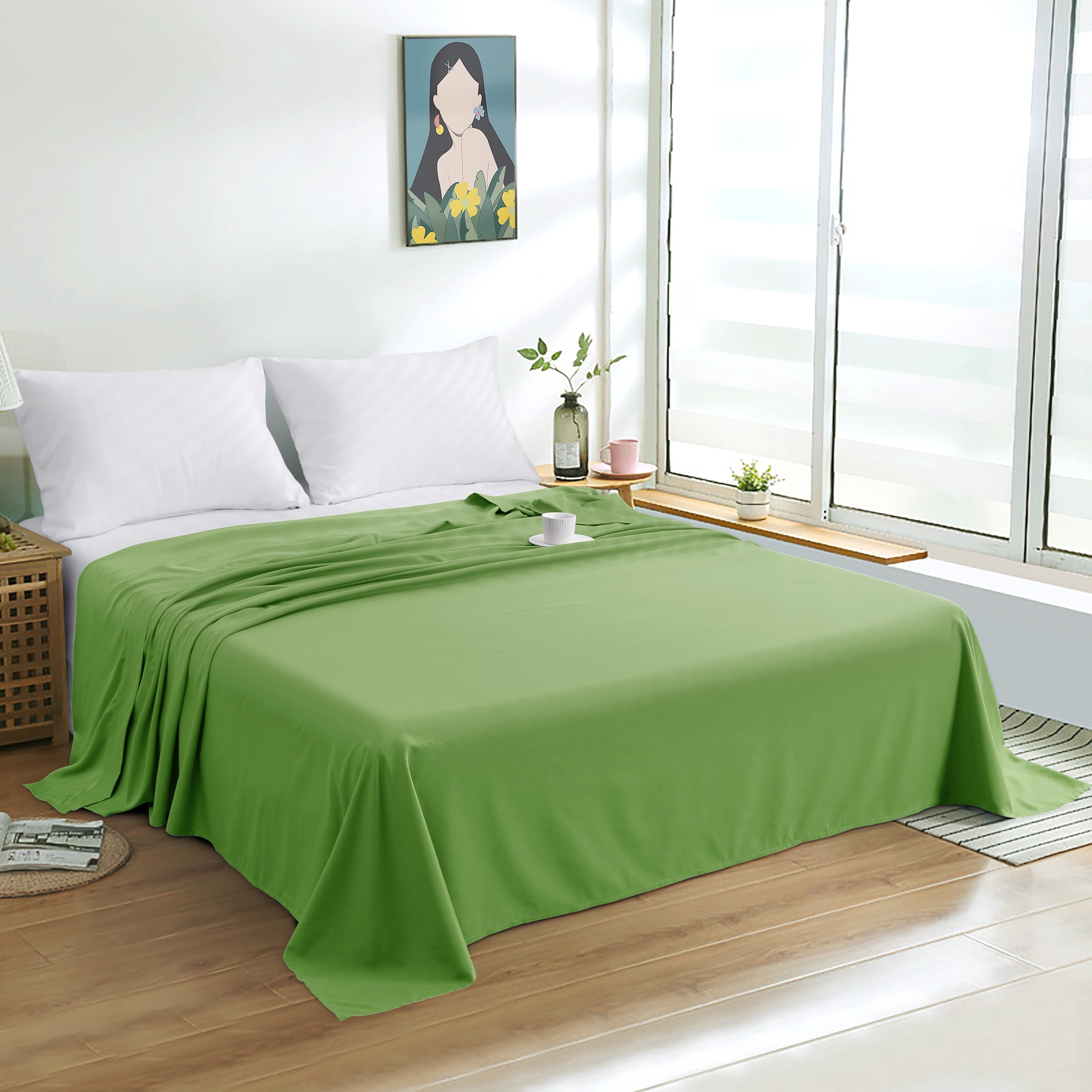 Super Soft 1800 Count Microfiber Flat Sheet, Durable and Anti-fading ...