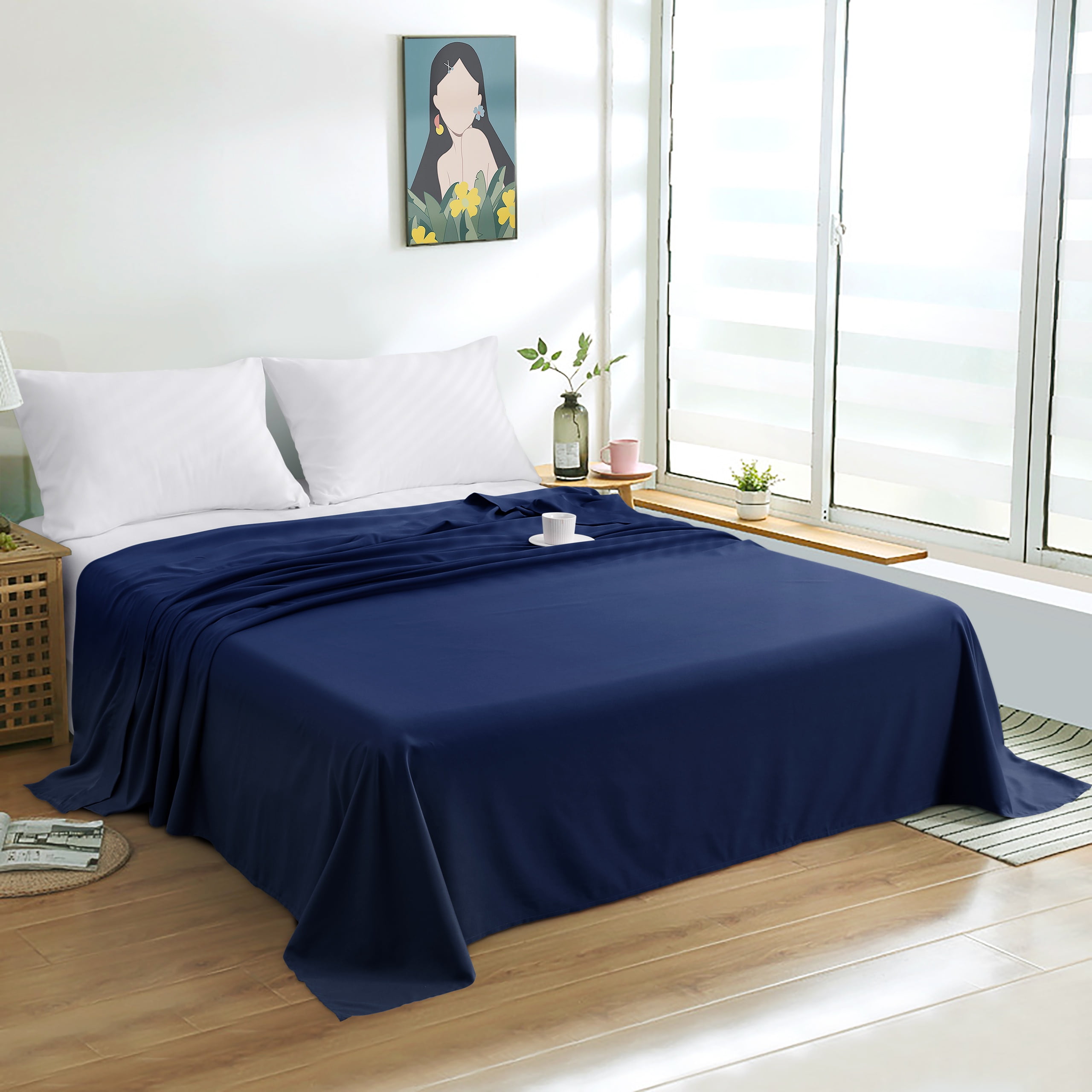 Super Soft 1800 Count Microfiber Flat Sheet, Durable and Anti-fading ...
