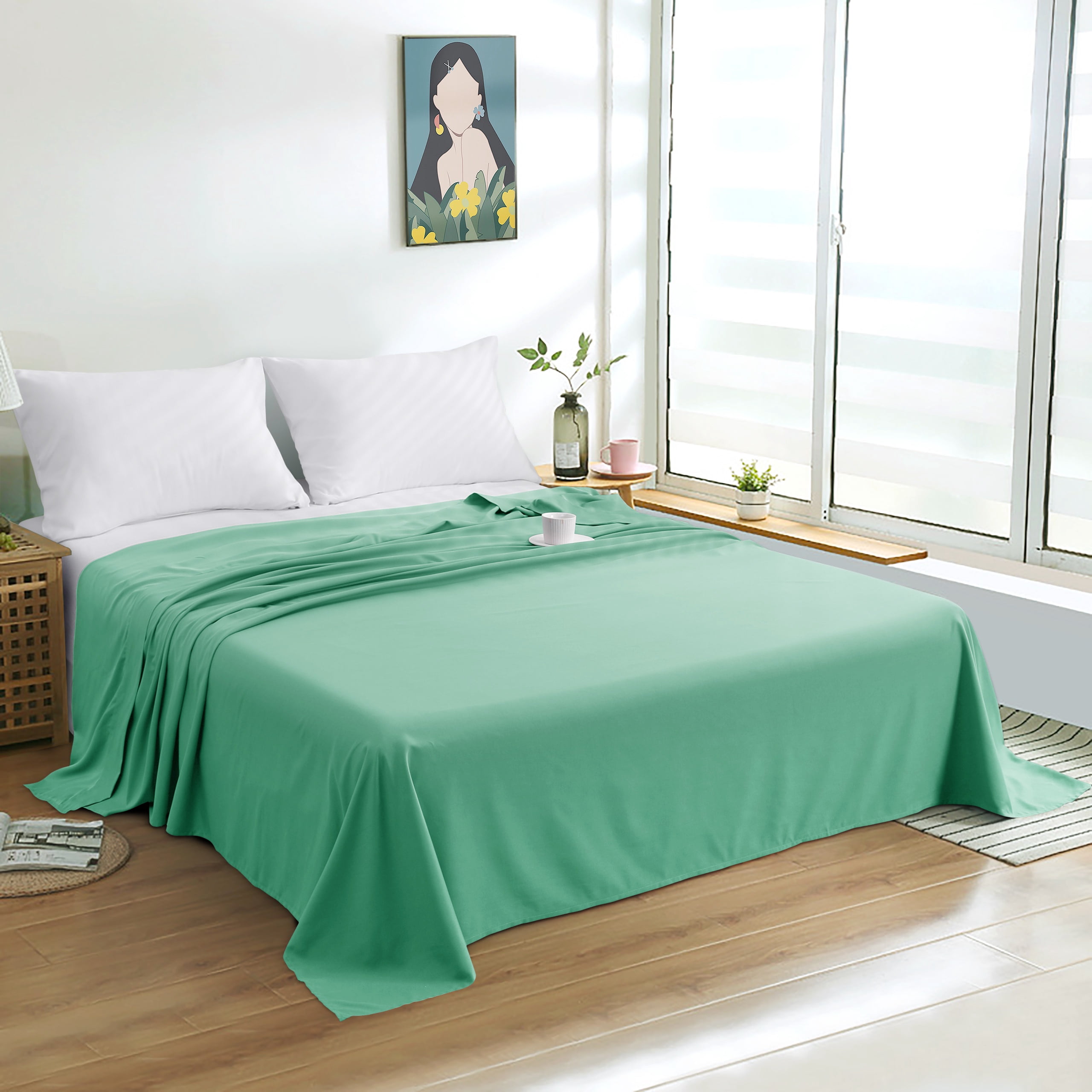 Super Soft 1800 Count Microfiber Flat Sheet, Durable and Anti-fading ...