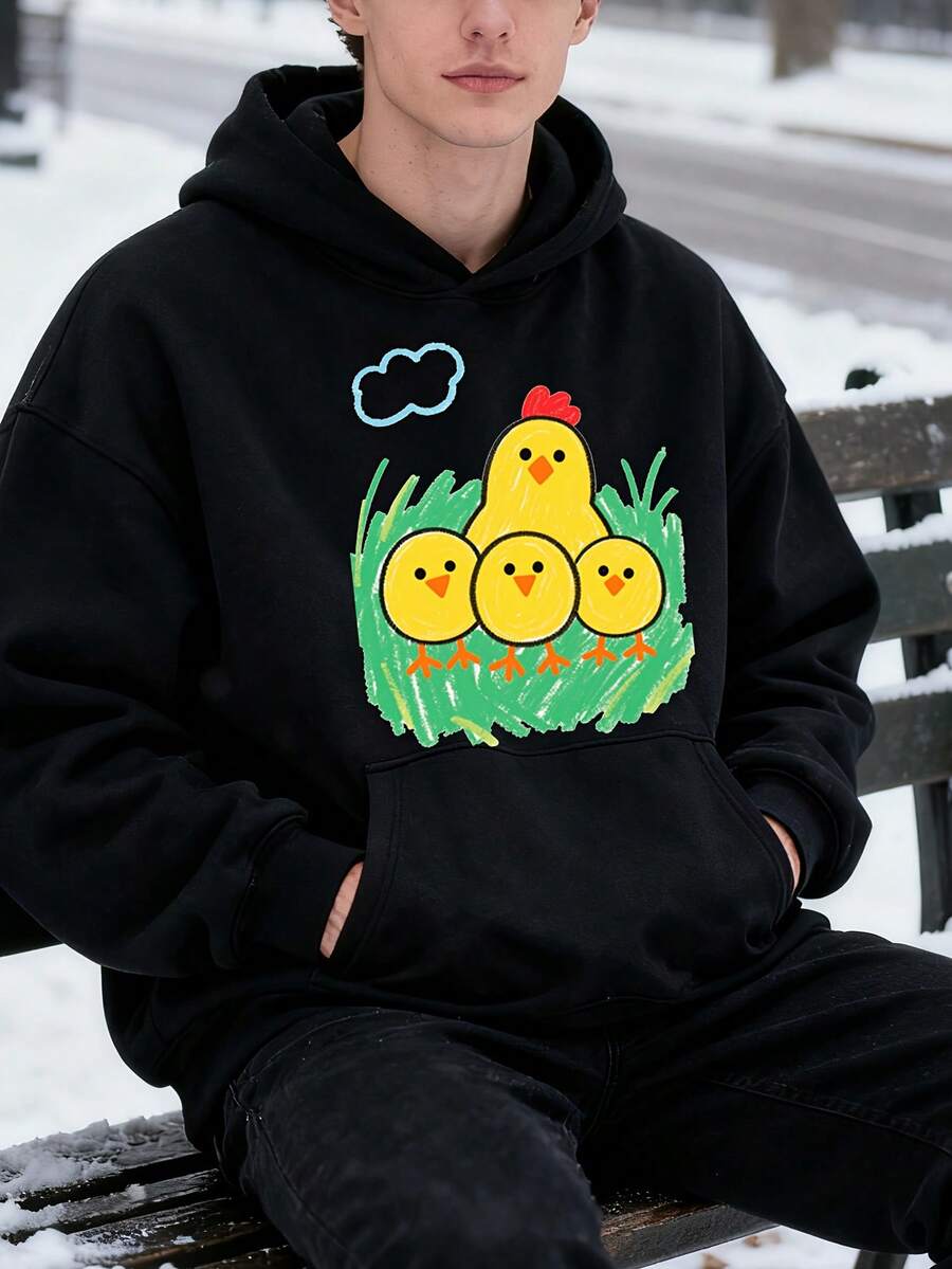Super Soft And Comfortable Hand - Drawn Chicken Family Graphic Hoodie ...