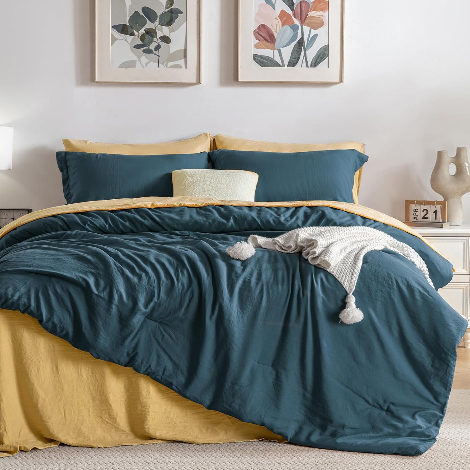 Super Soft Comforter Set 7 Piece, Lightweight King Size Bedding Sets ...