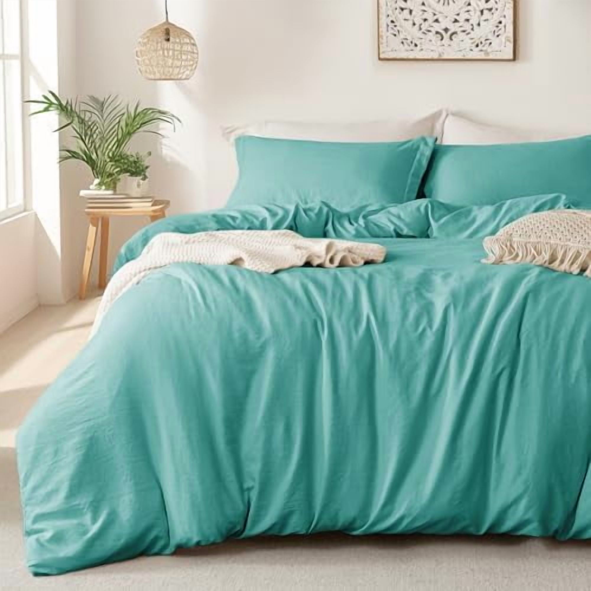 Super Soft Duvet Cover 2pcs - 100% Washed Microfiber Turquoise ...