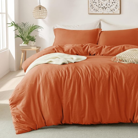Super Soft Duvet Cover Set - 100% Washed Microfiber Rust Comforter ...