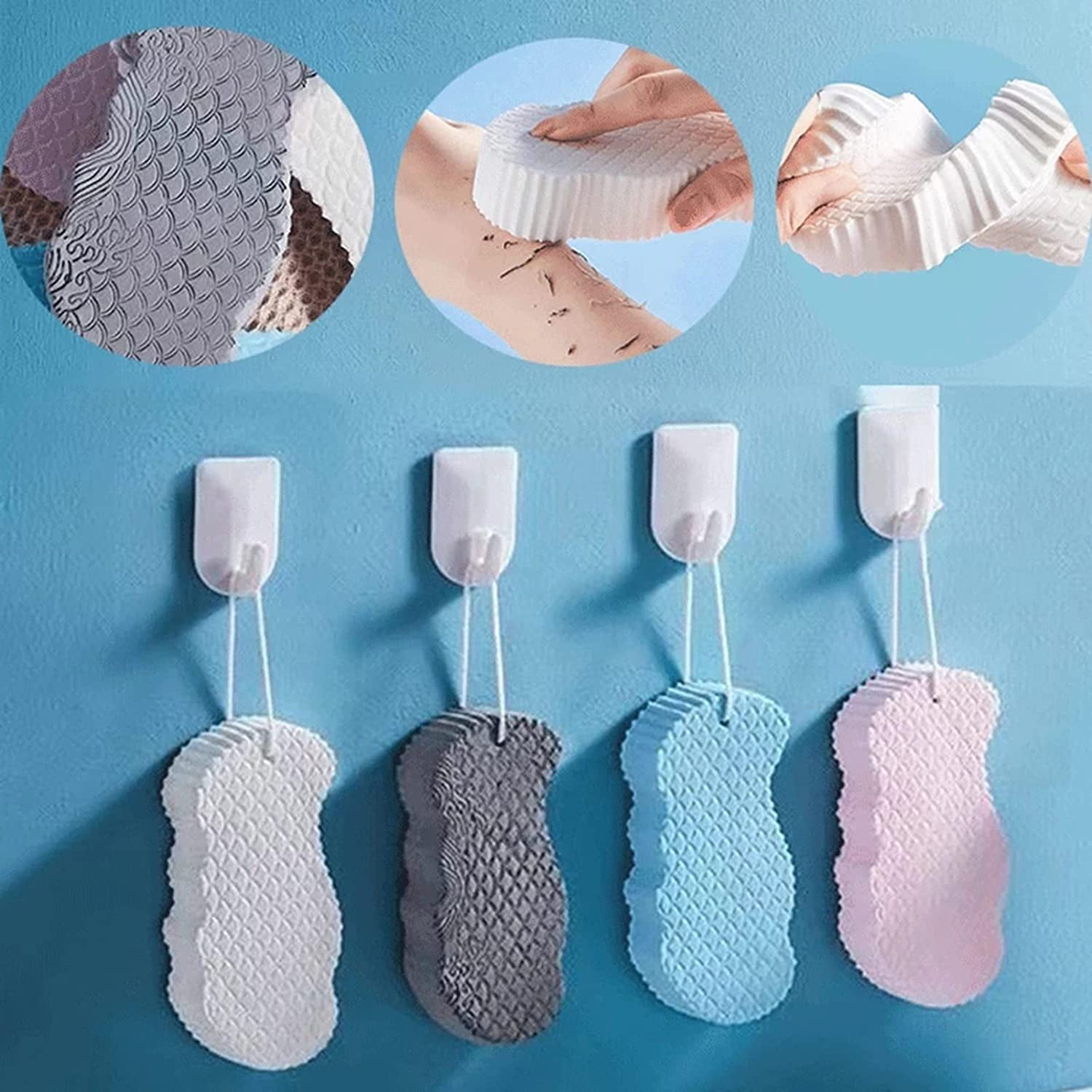 Super Soft Exfoliating Bath Sponge 1PCS, 3D Bath Sponge Shower Brush ...