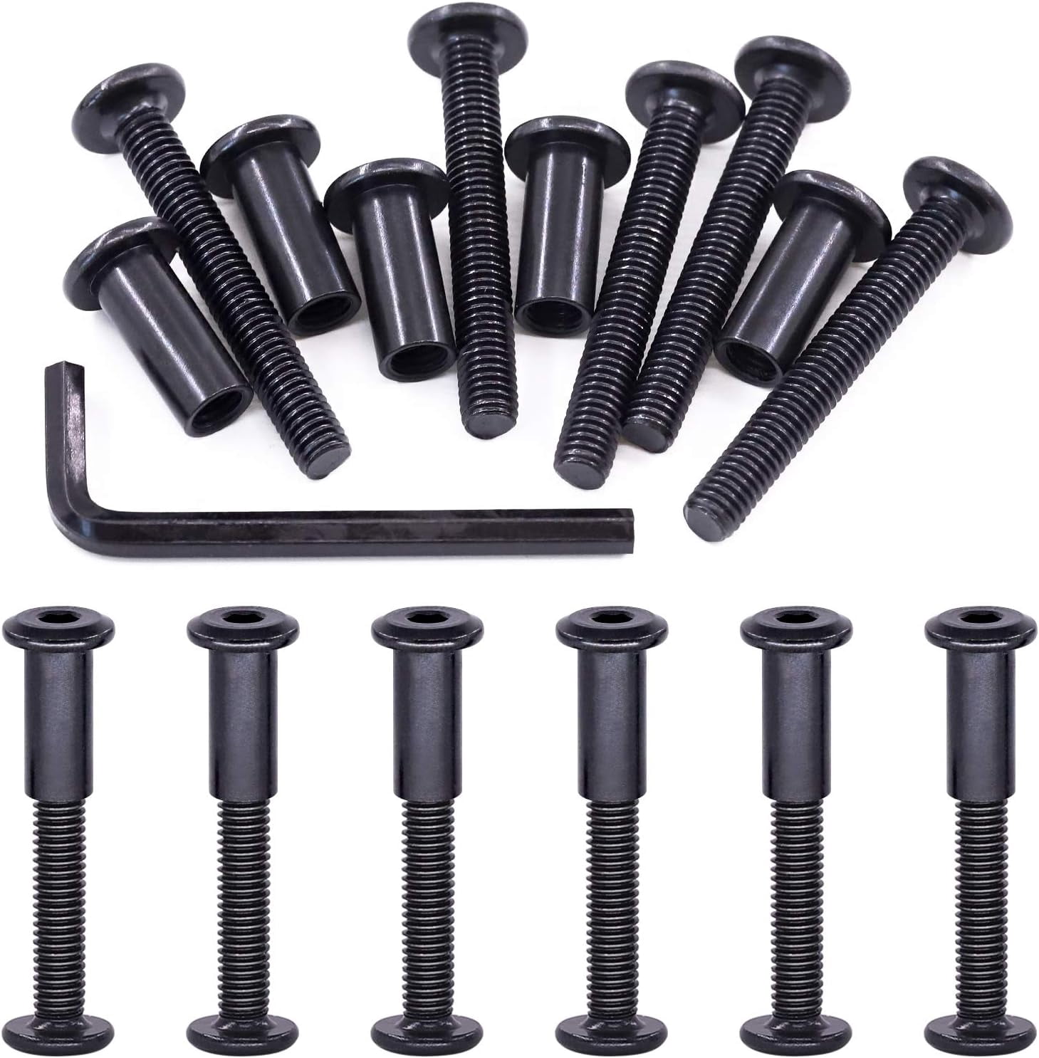 25Pcs M6x45mm Carbon Steel Black Hex Drive Socket Cap Bolts Barrel Nuts ...