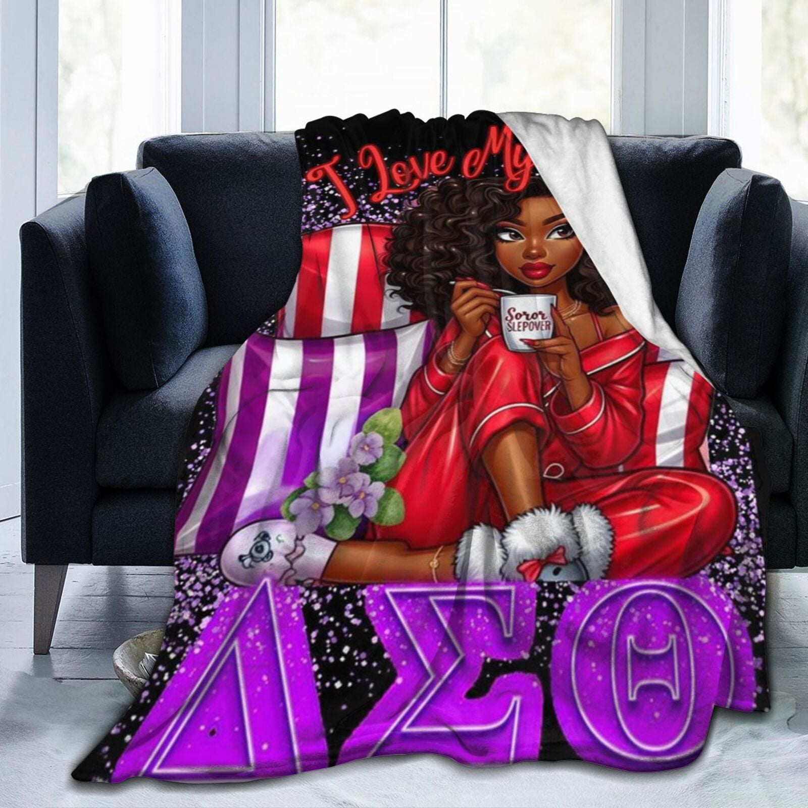 Super Soft Flannel Throw Delta Sigma Theta Blanket 50"X40" For Bed ...