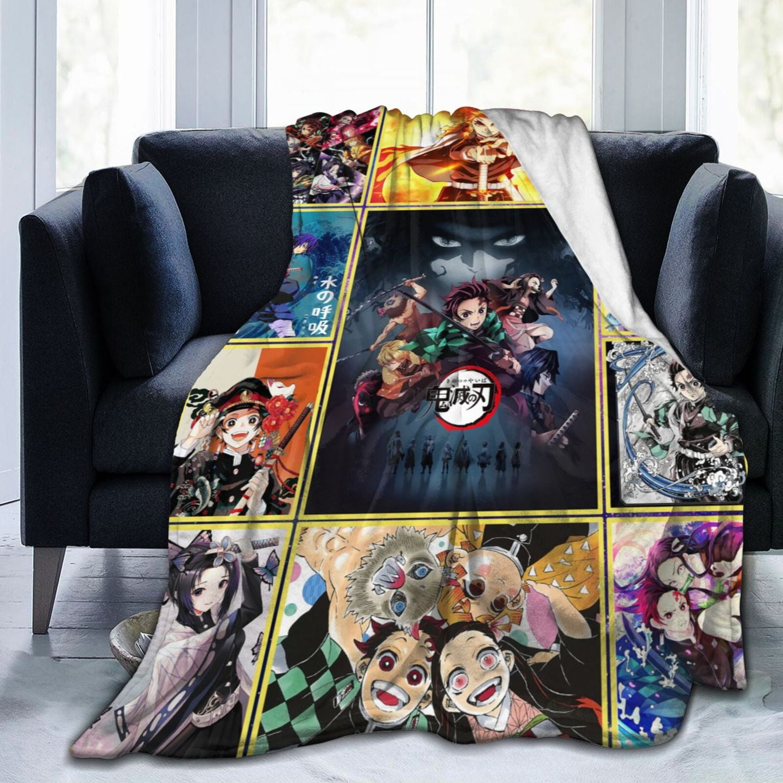Super Soft Flannel Throw Demon Slayer Blanket 80"X60" For Bed, Sofa ...