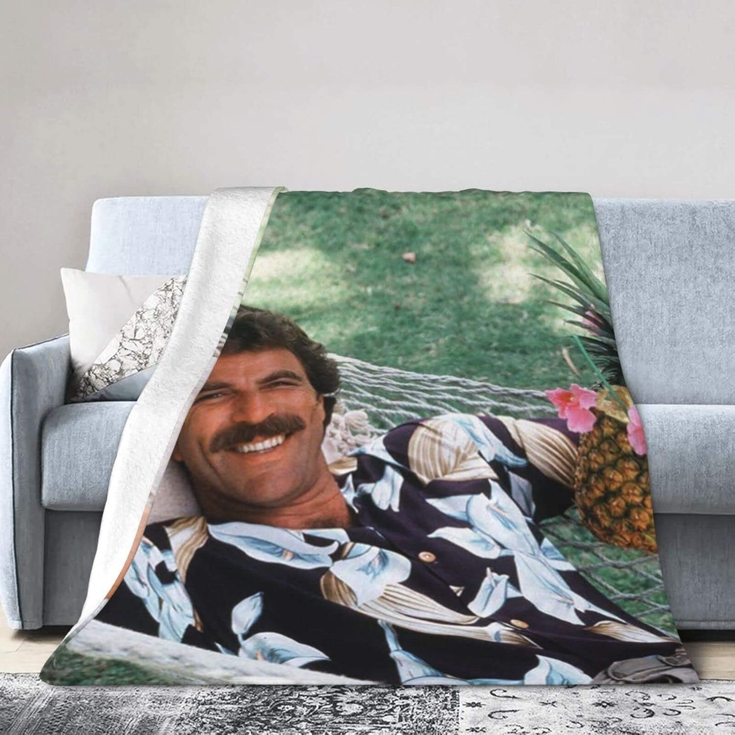 Super Soft Flannel Throw Tom Selleck Blanket Soft Cozy Fleece ...