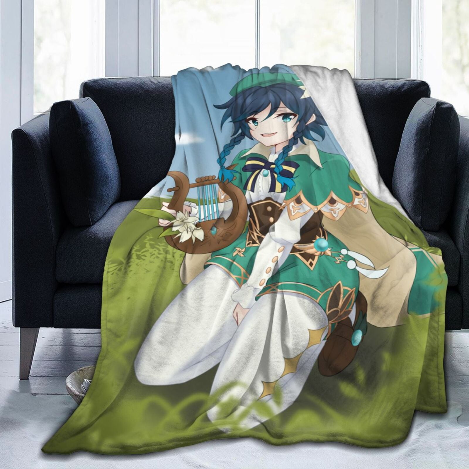 Super Soft Flannel Throw Venti Genshin Impact Blanket 40"X30" For Bed ...