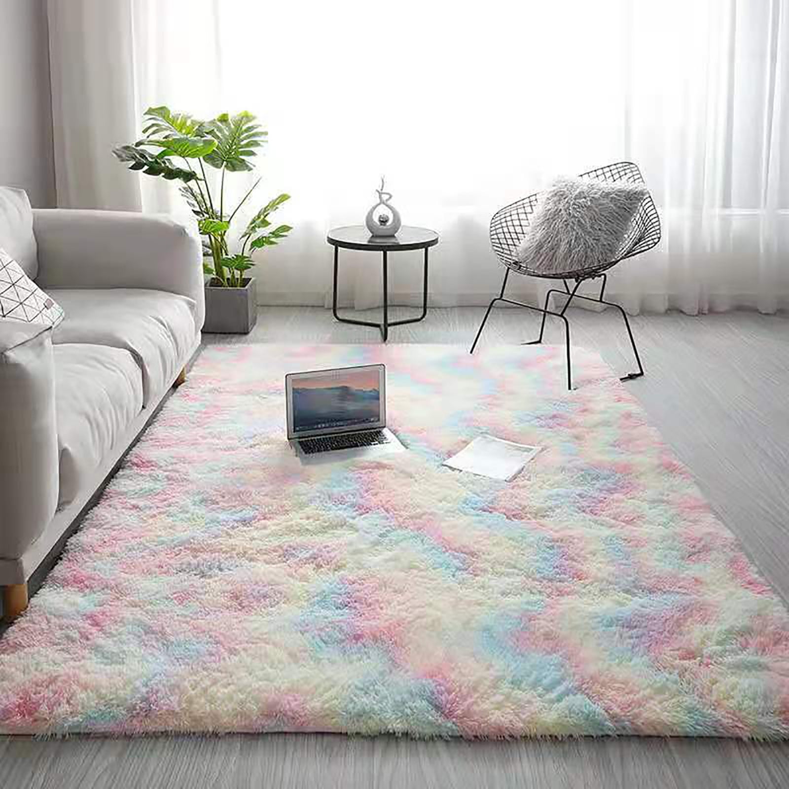 Super Soft Fluffy Rug for Living Room, Large Gray Shag Fuzzy Plush Area ...