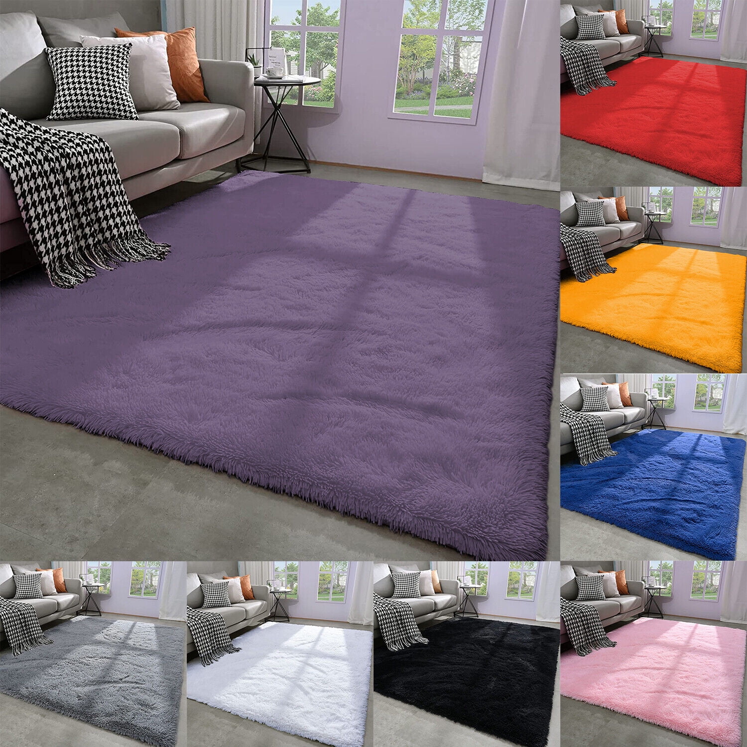 Super Soft Fluffy Shaggy Rugs for Living Room Bedroom, Fuzzy Plush Area ...
