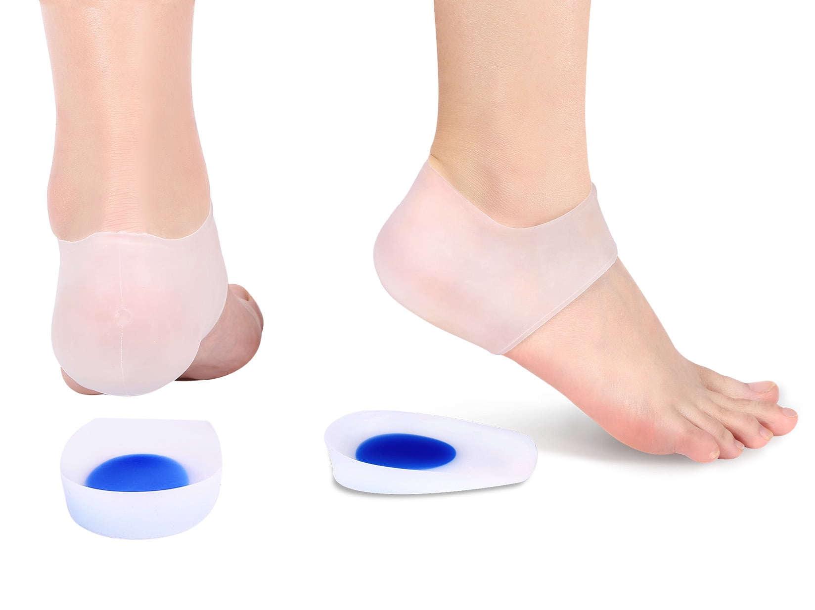 Super Soft Gel Heel Cups Inserts and Compression Heel Sleeves Socks ...