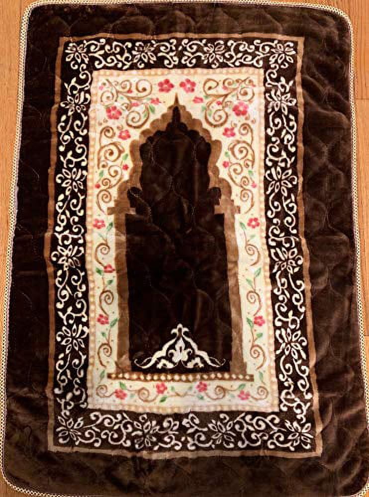 Super Soft Luxury Prayer Rug (Jaan namaz) Velvet, Padded, Cushion, Dark ...