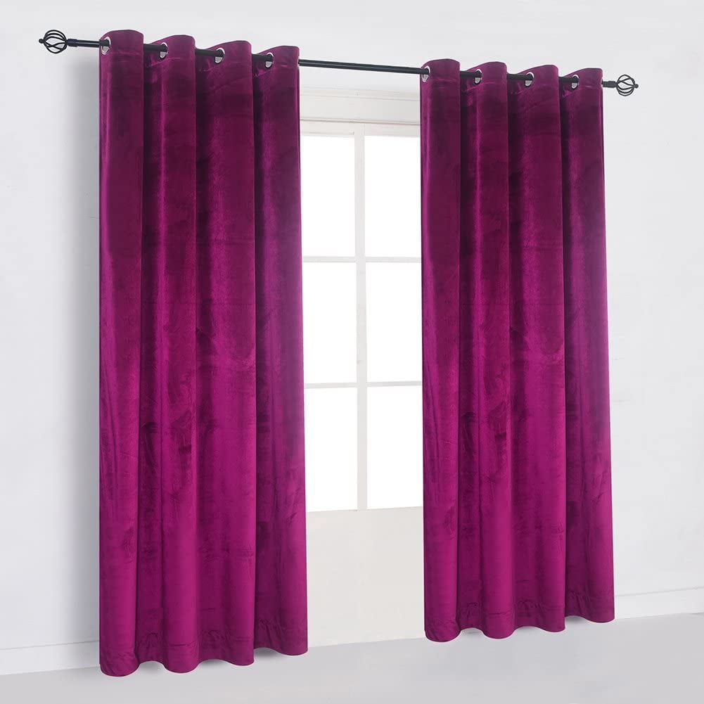 Super Soft Luxury Velvet Fushcia Room Darkening Light Blocking Drapes ...