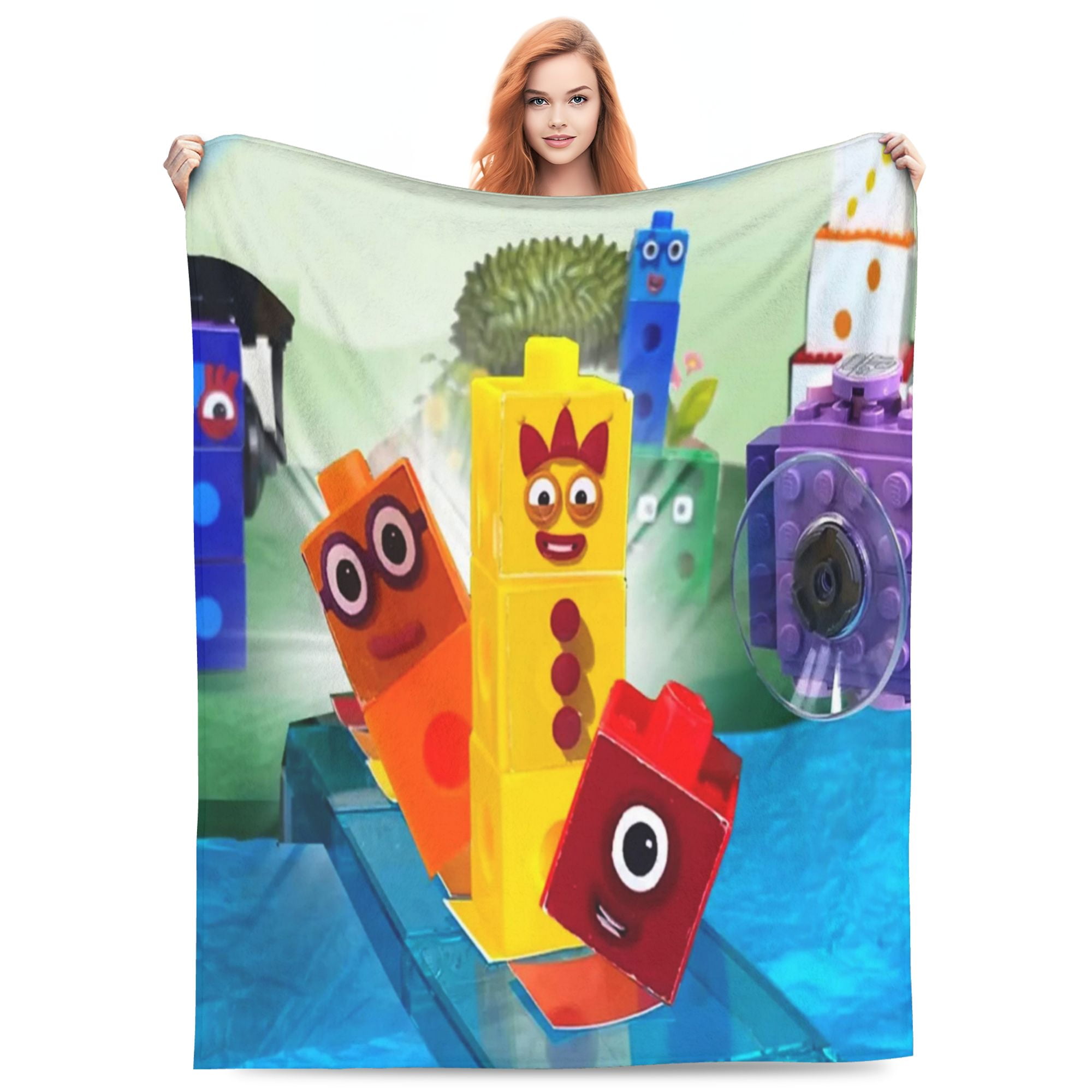 Super Soft Number Block Bed Blankets Lightweight Flannel Throws ...