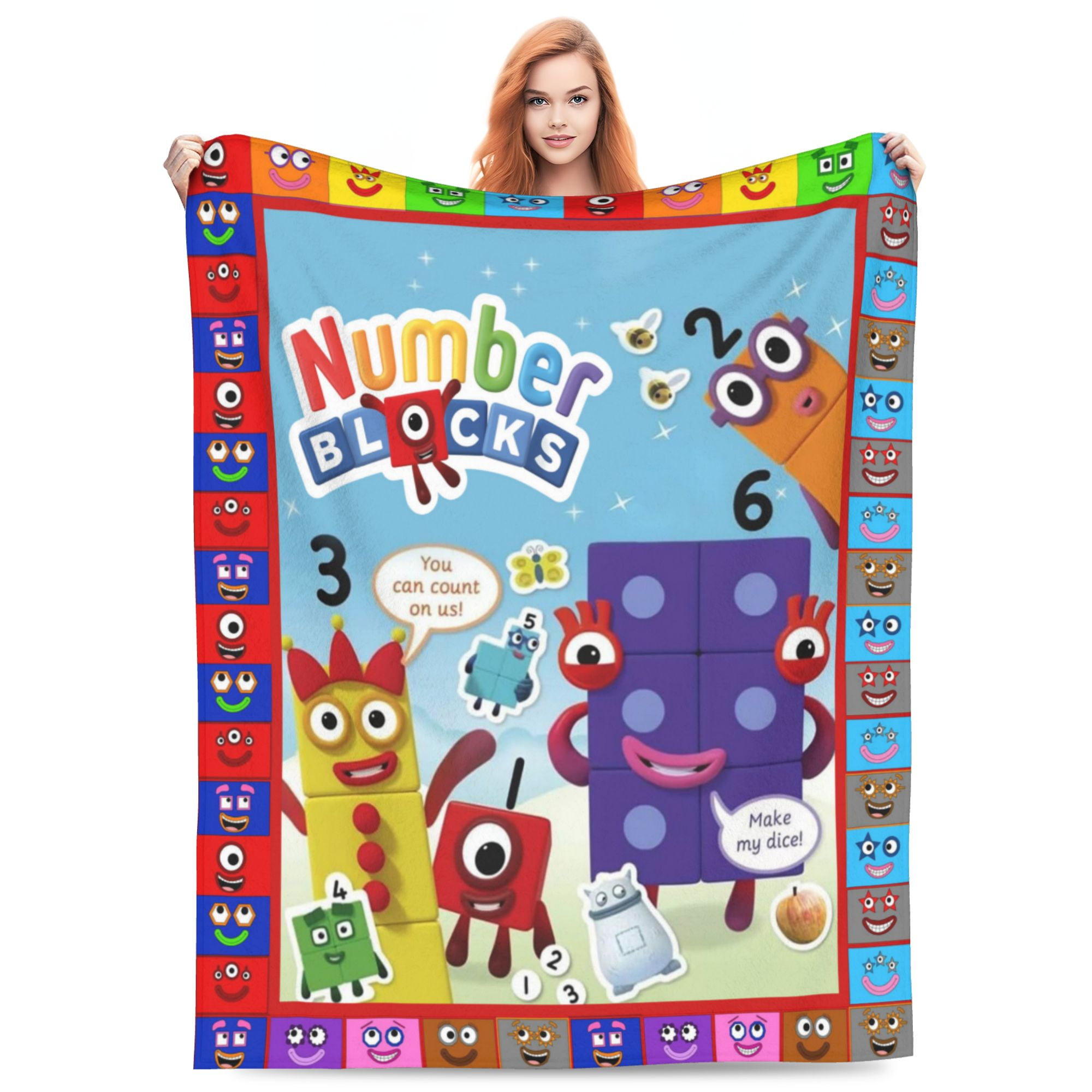 Super Soft Number Block Bed Blankets Lightweight Flannel Throws ...