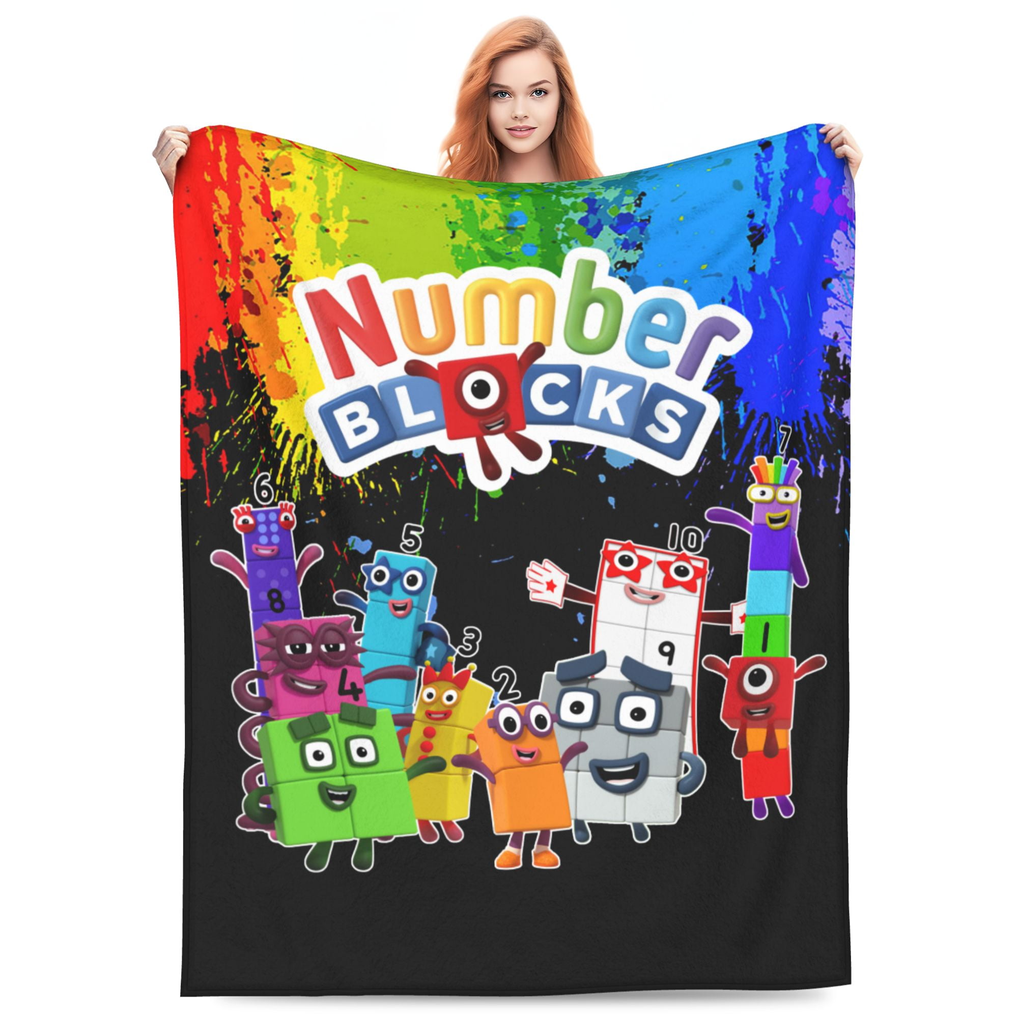 Super Soft Number Block Bed Blankets Lightweight Flannel Throws ...