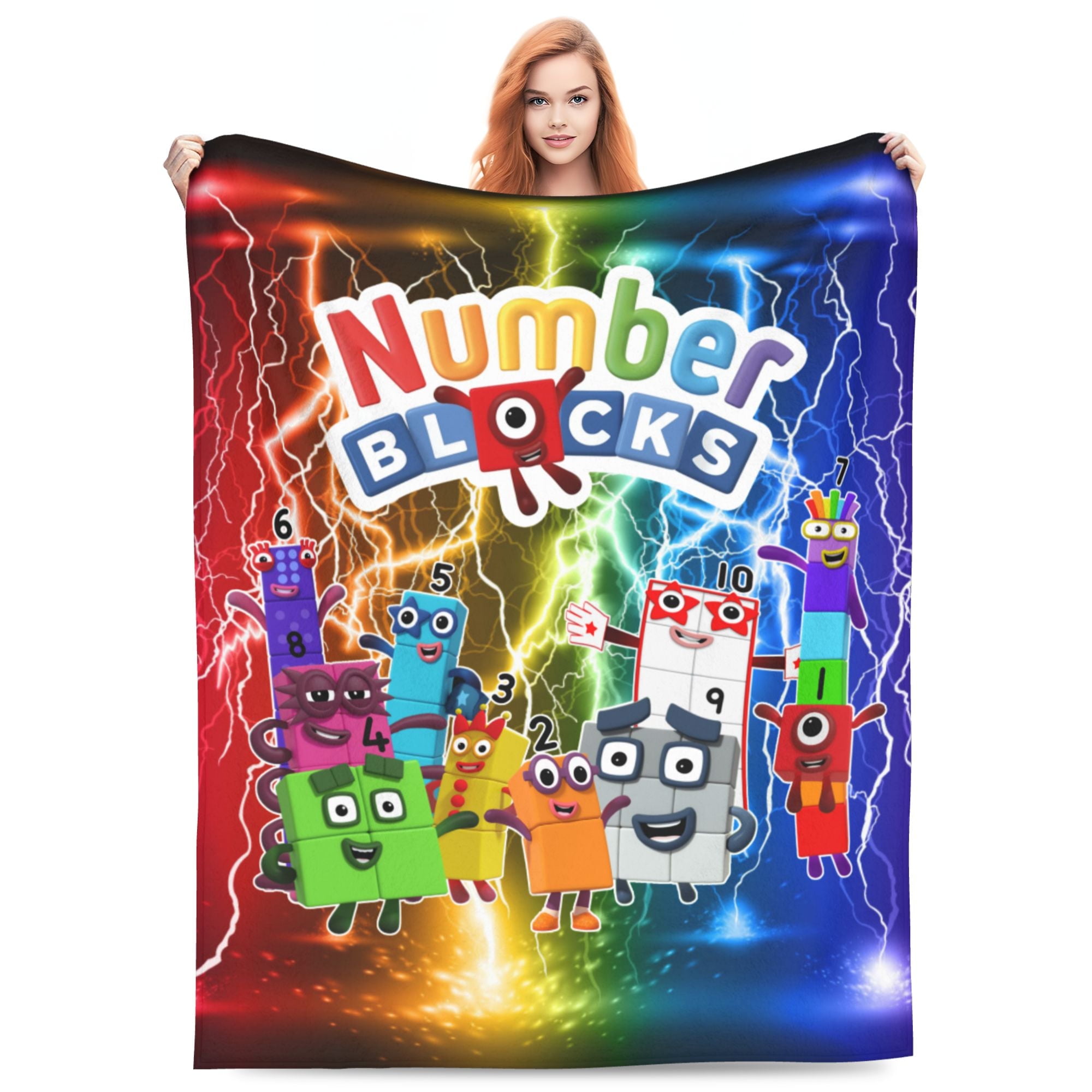 Super Soft Number Block Bed Blankets Lightweight Flannel Throws ...