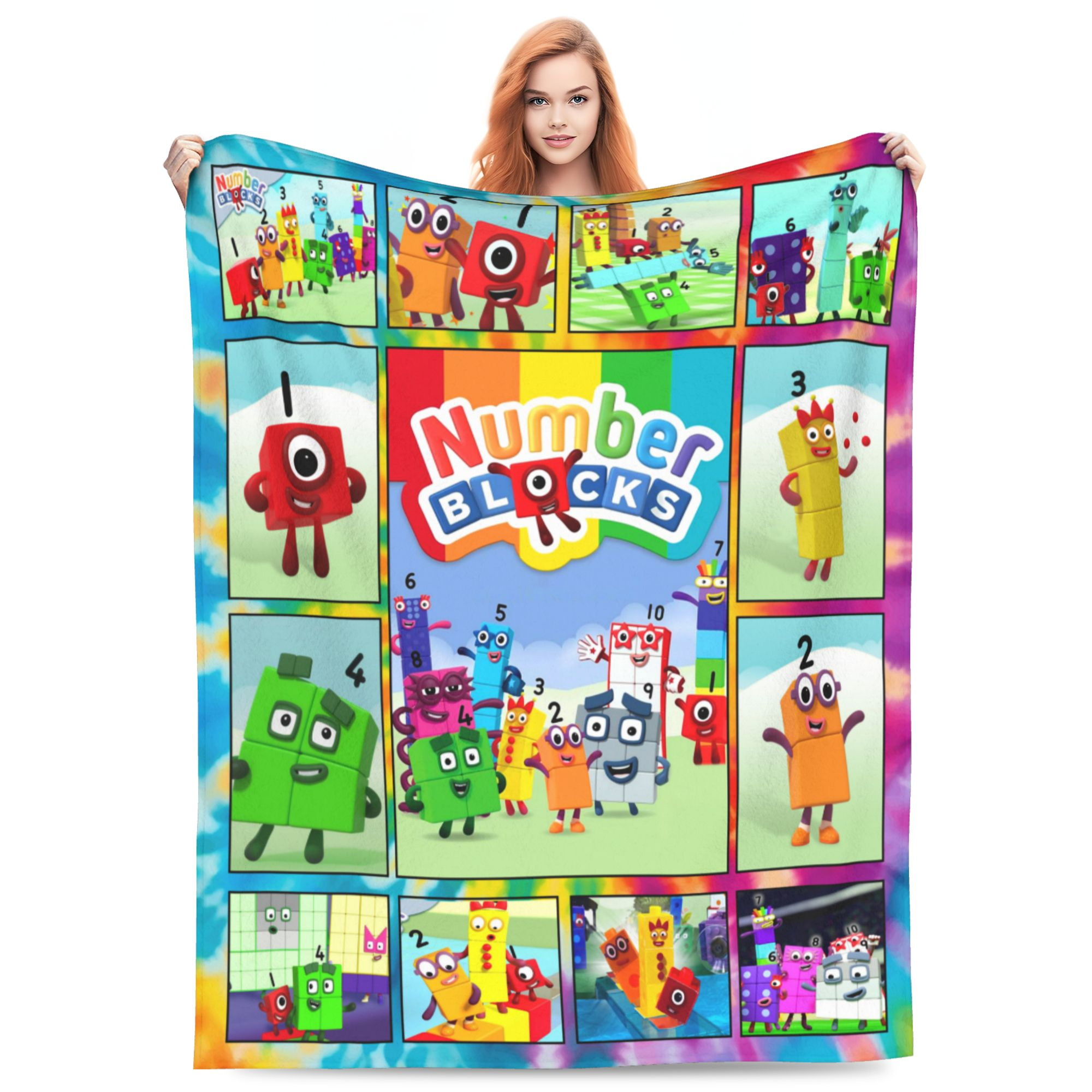 Super Soft Number Block Bed Blankets Lightweight Flannel Throws ...