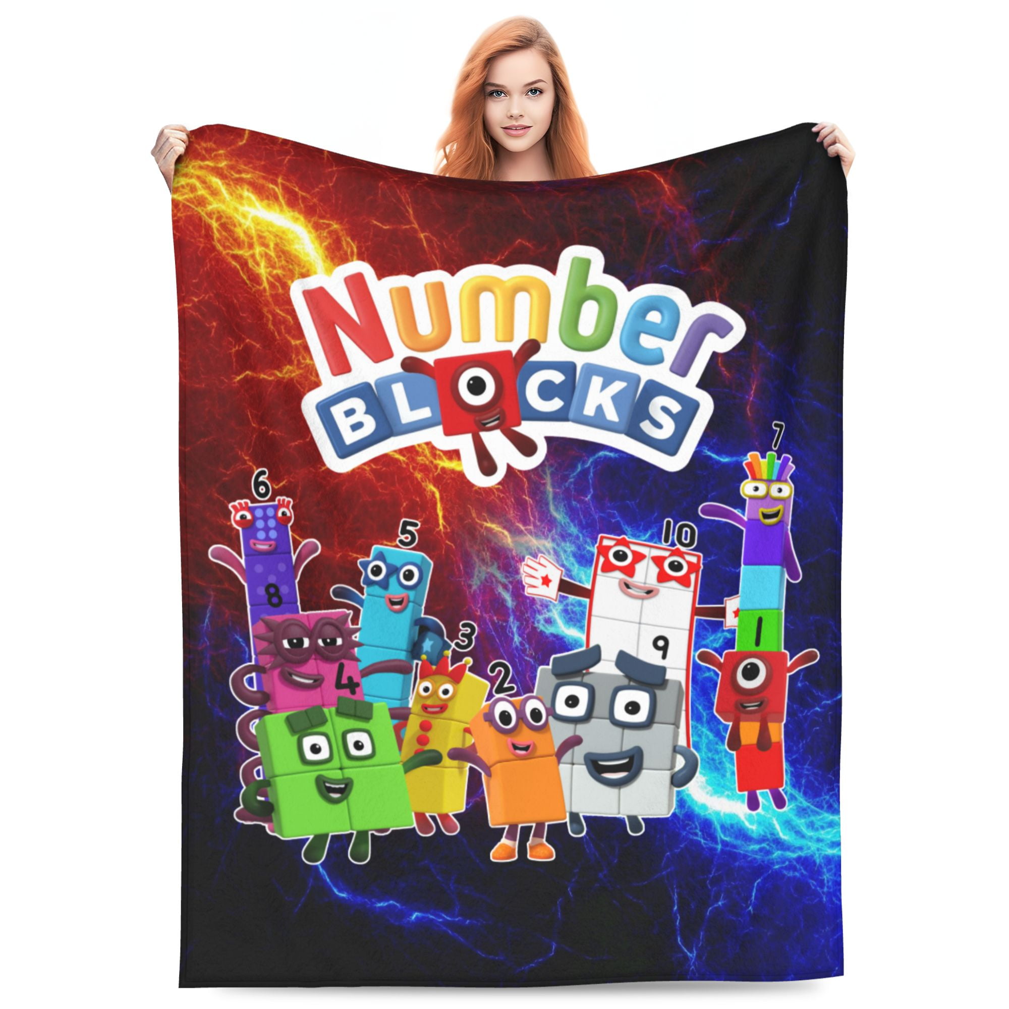Super Soft Number Block Bed Blankets Lightweight Flannel Throws ...