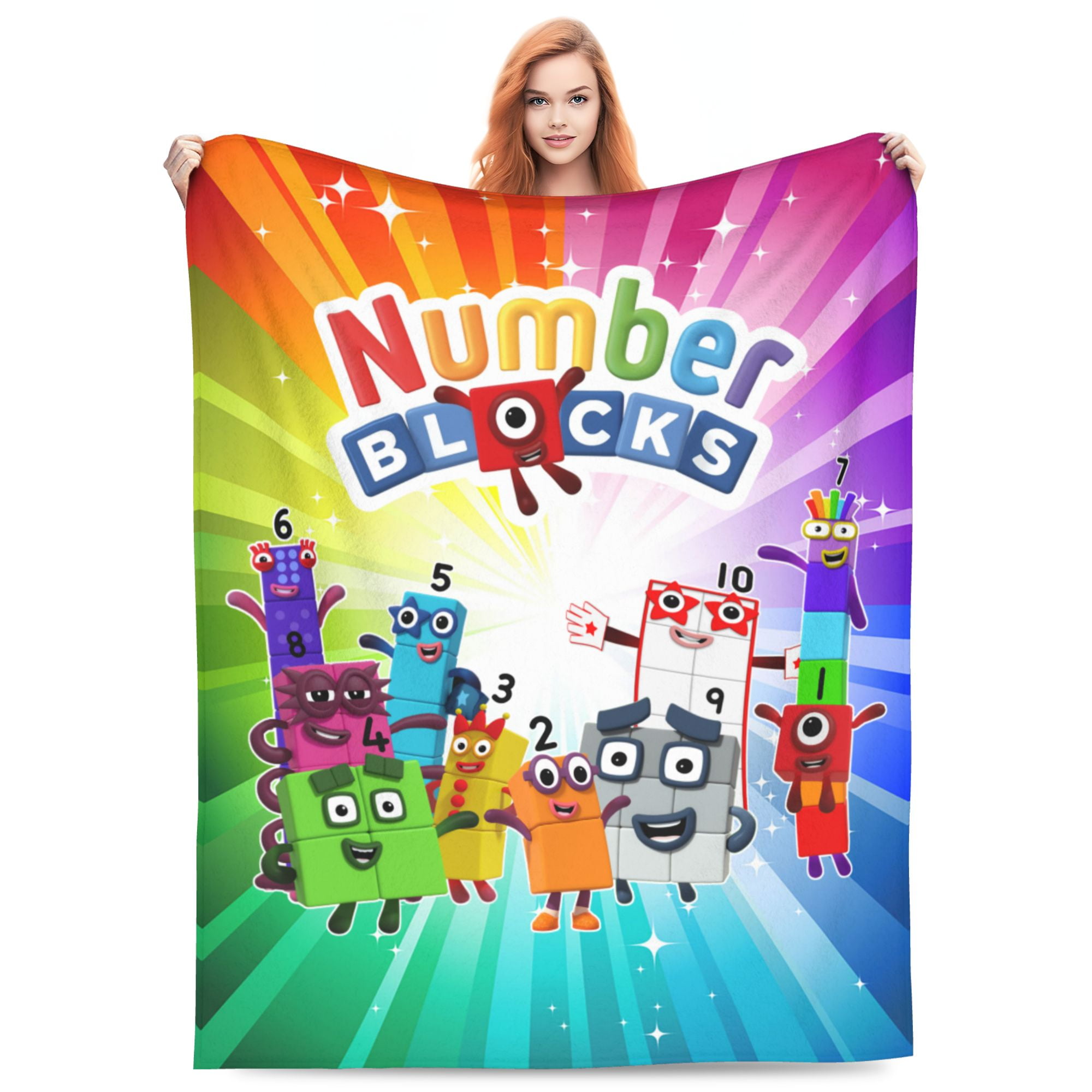 Super Soft Number Block Bed Blankets Lightweight Flannel Throws ...