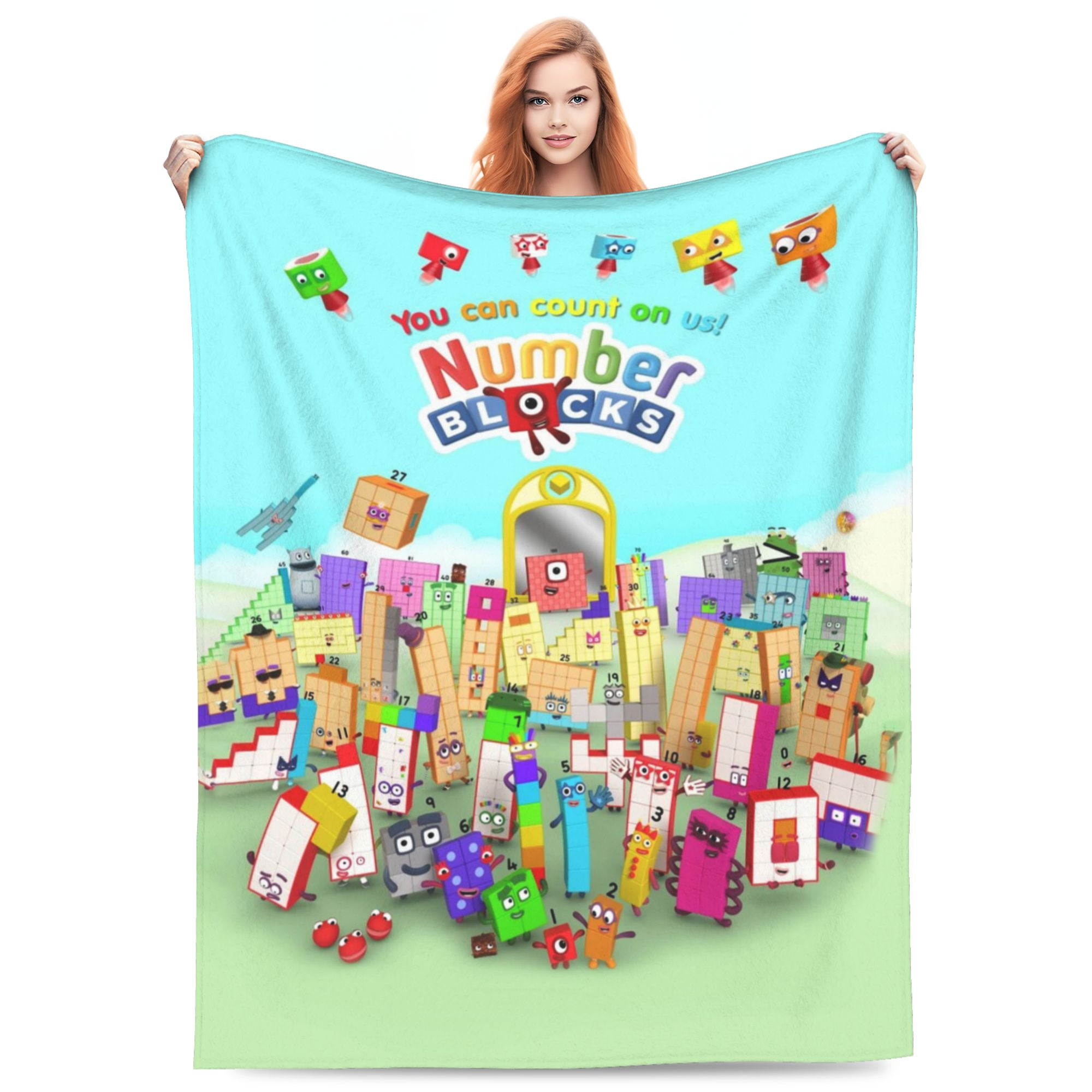 Super Soft Number Block Bed Blankets Lightweight Flannel Throws ...