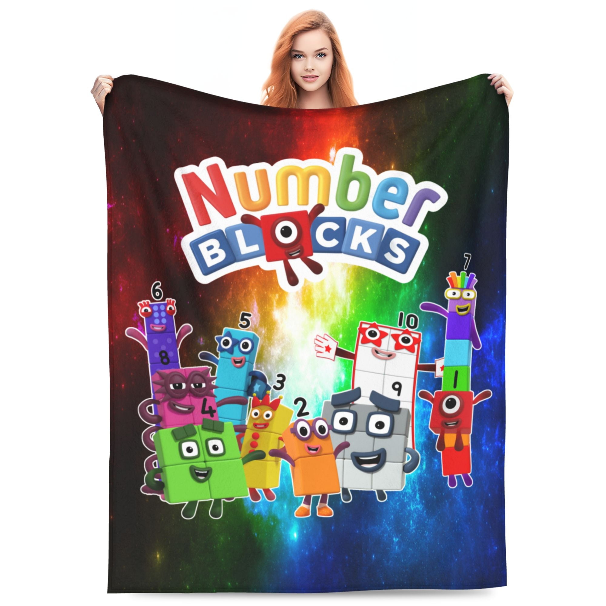 Super Soft Number Block Bed Blankets Lightweight Flannel Throws ...